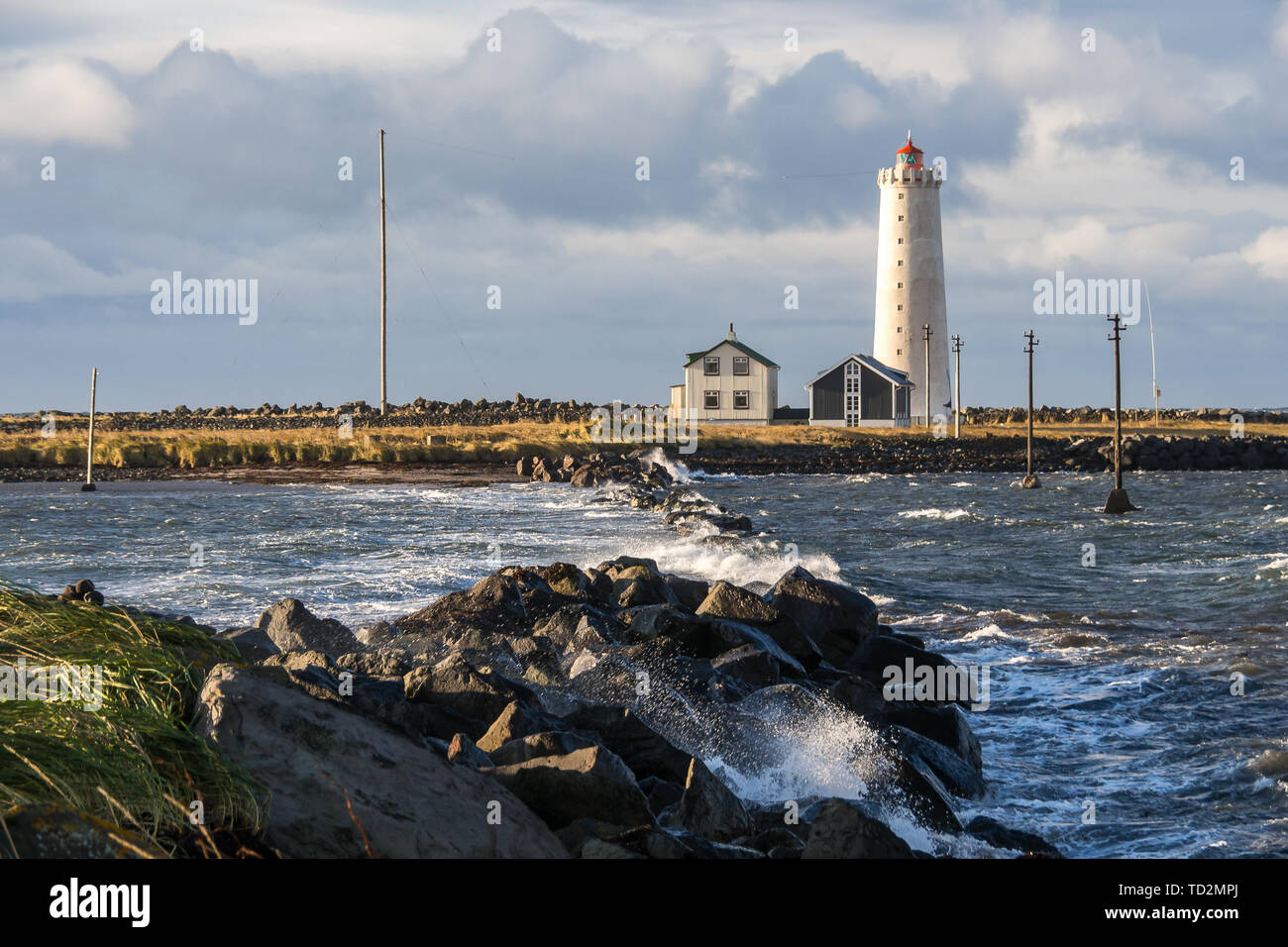 Beach view on Grotta Iceland near Reykjavik in celand, Europe Stock ...