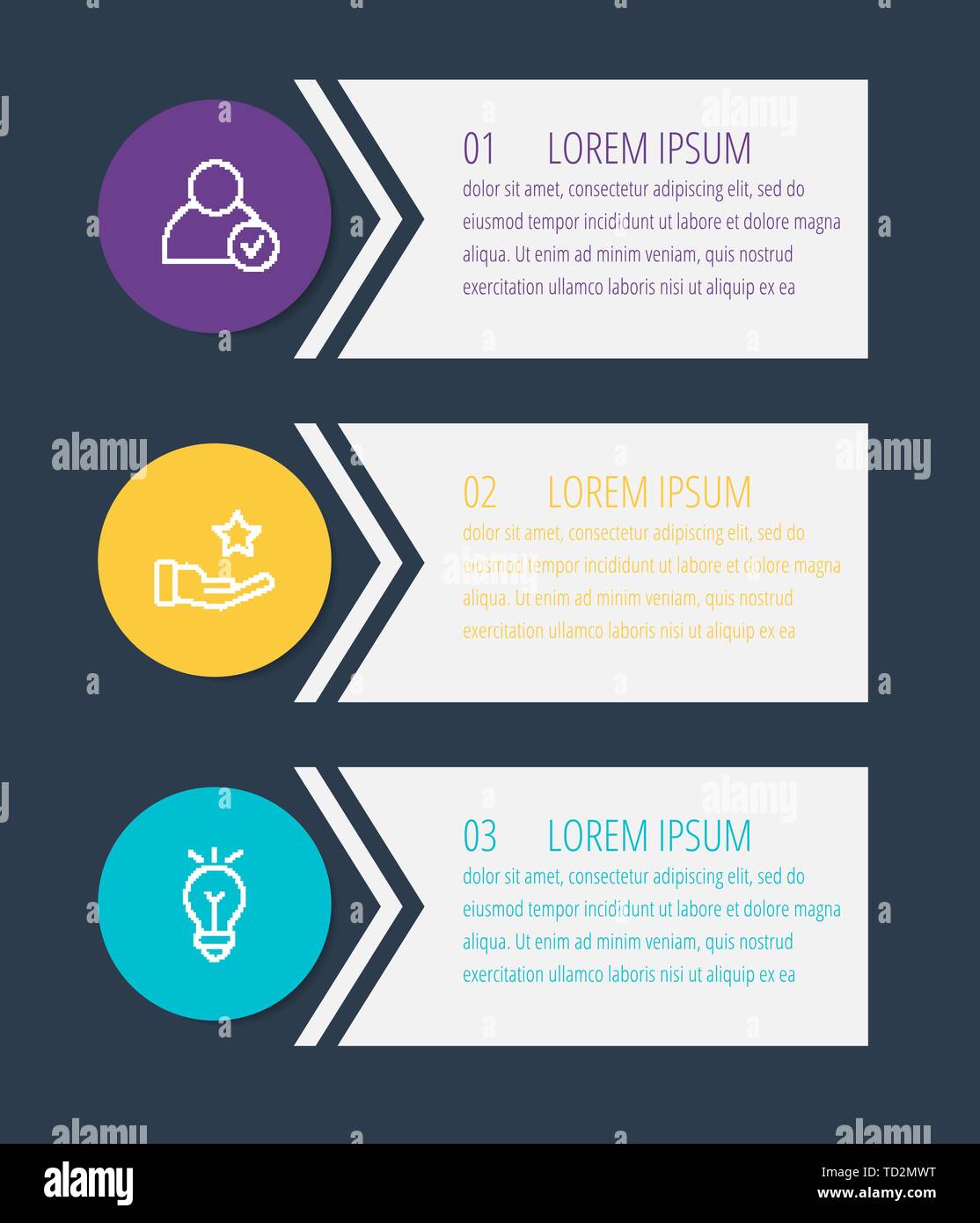 Vector infographic flat template circles for three label, diagram, graph, presentation. Business ...