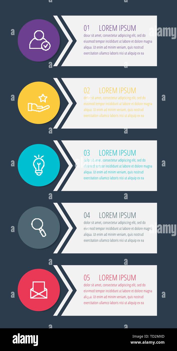 Vector infographic flat template circles for five label, diagram, graph, presentation. Business ...