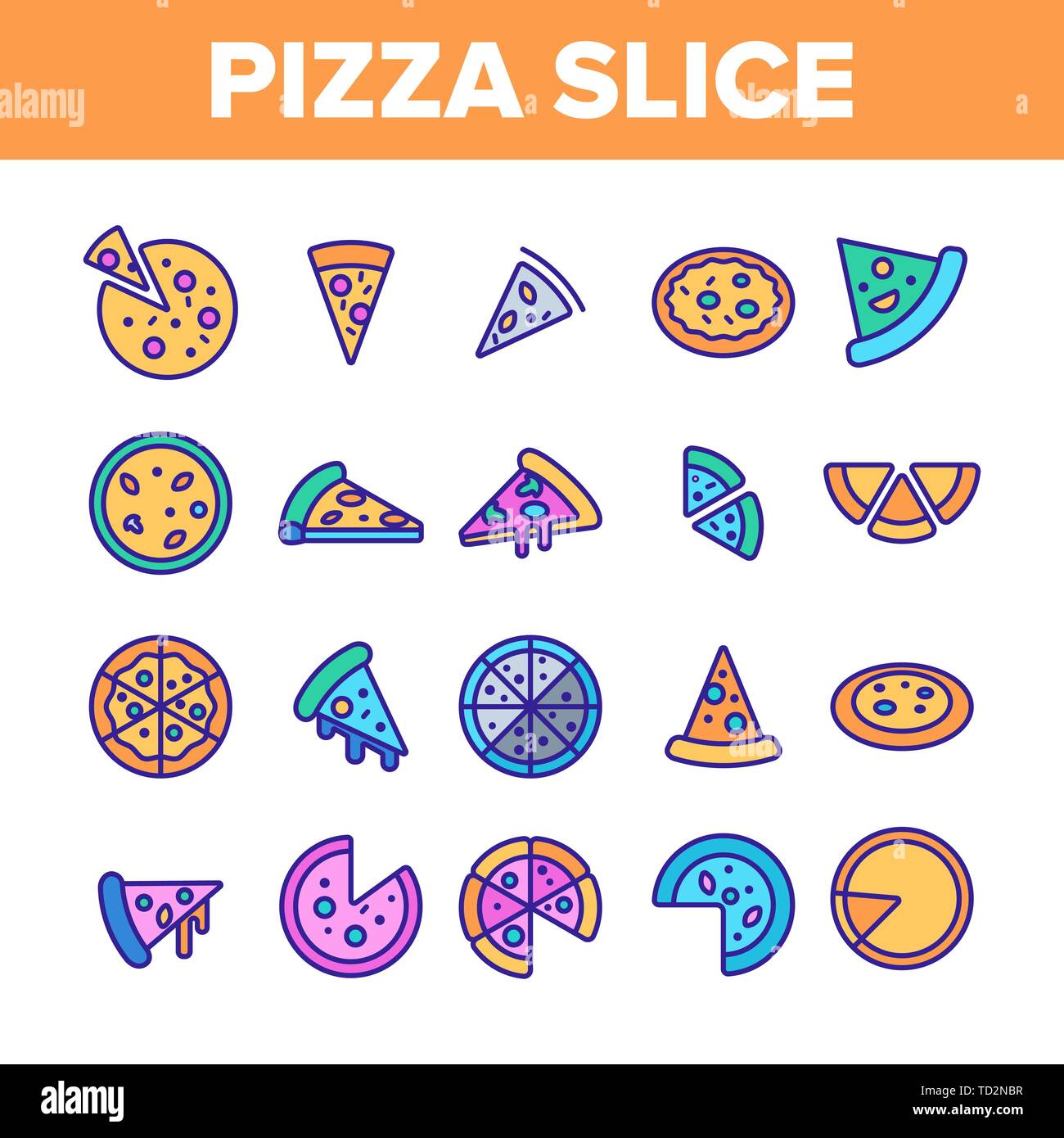 Pizza Triangle Slices Vector Linear Icons Set Stock Vector Image & Art ...