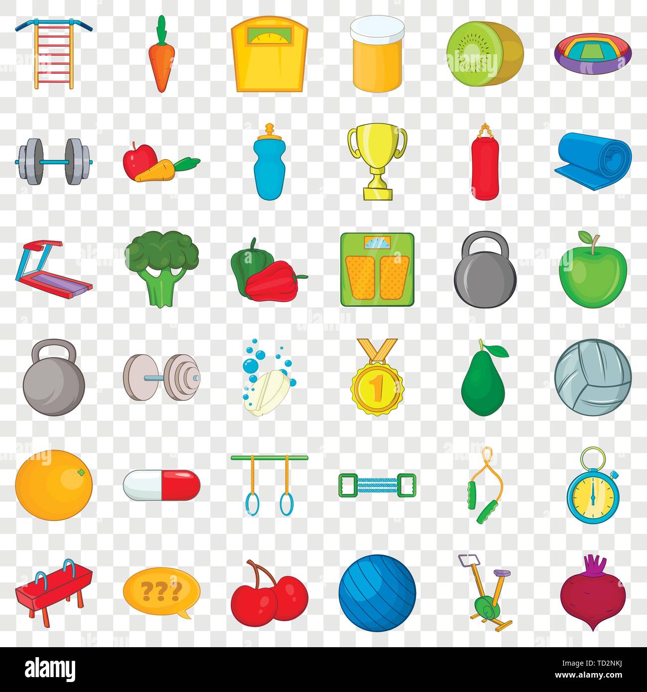 Workout icons set, cartoon style Stock Vector Image & Art - Alamy