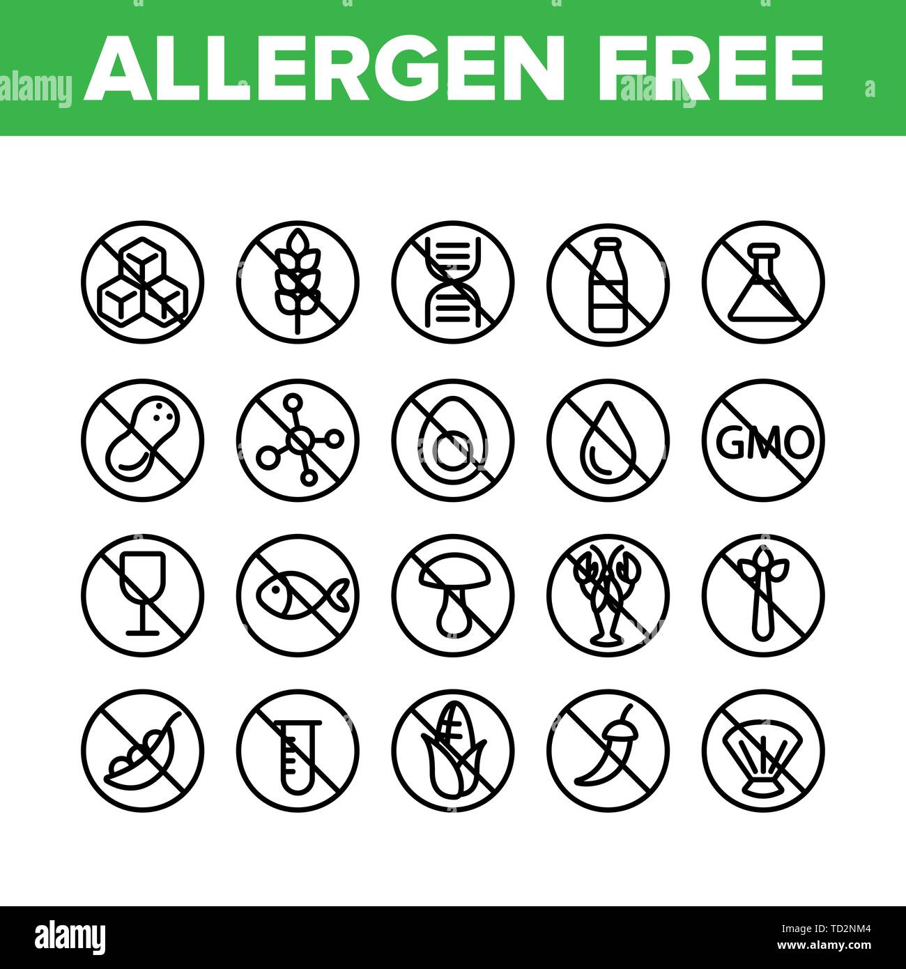 Allergen Free Food Vector Linear Icons Set Stock Vector Image & Art - Alamy