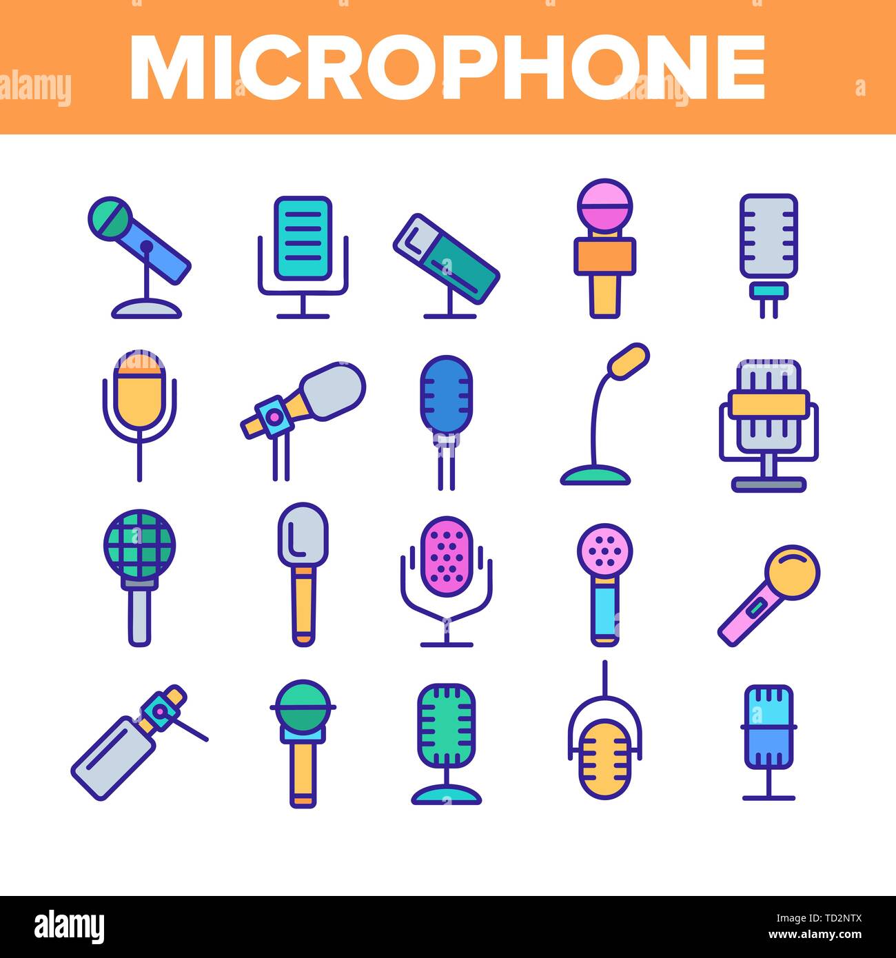 Modern And Vintage Microphone Vector Linear Icons Set Stock Vector ...