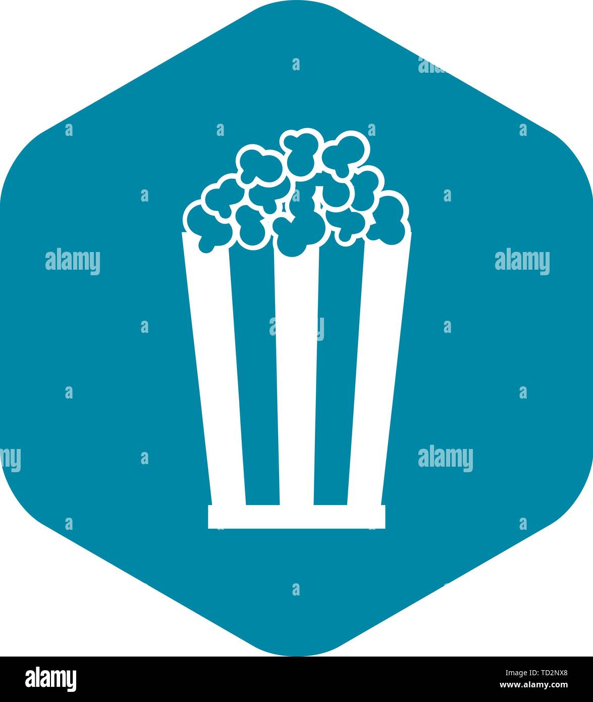 Popcorn in striped bucket icon, simple style Stock Vector Image & Art ...