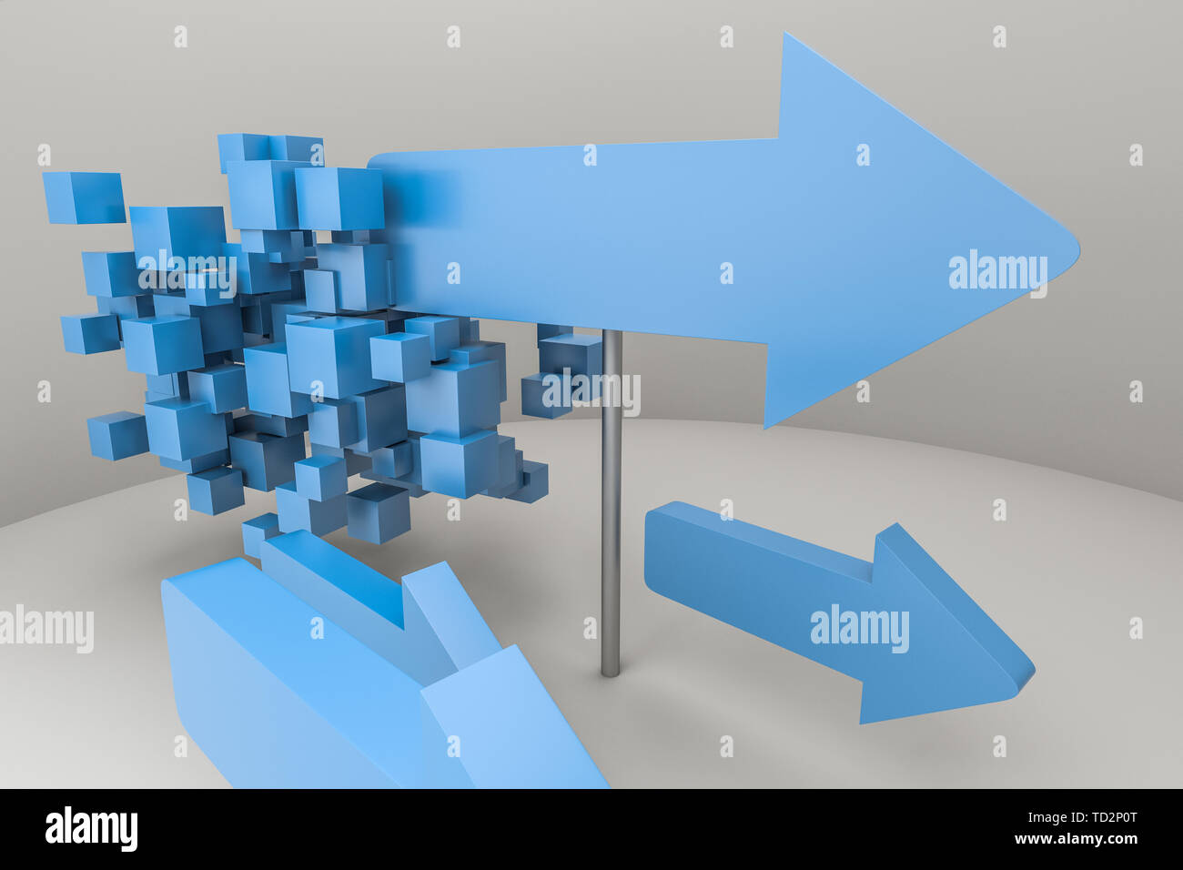 Three-dimensional rendering, arrow model creative background, direction ...