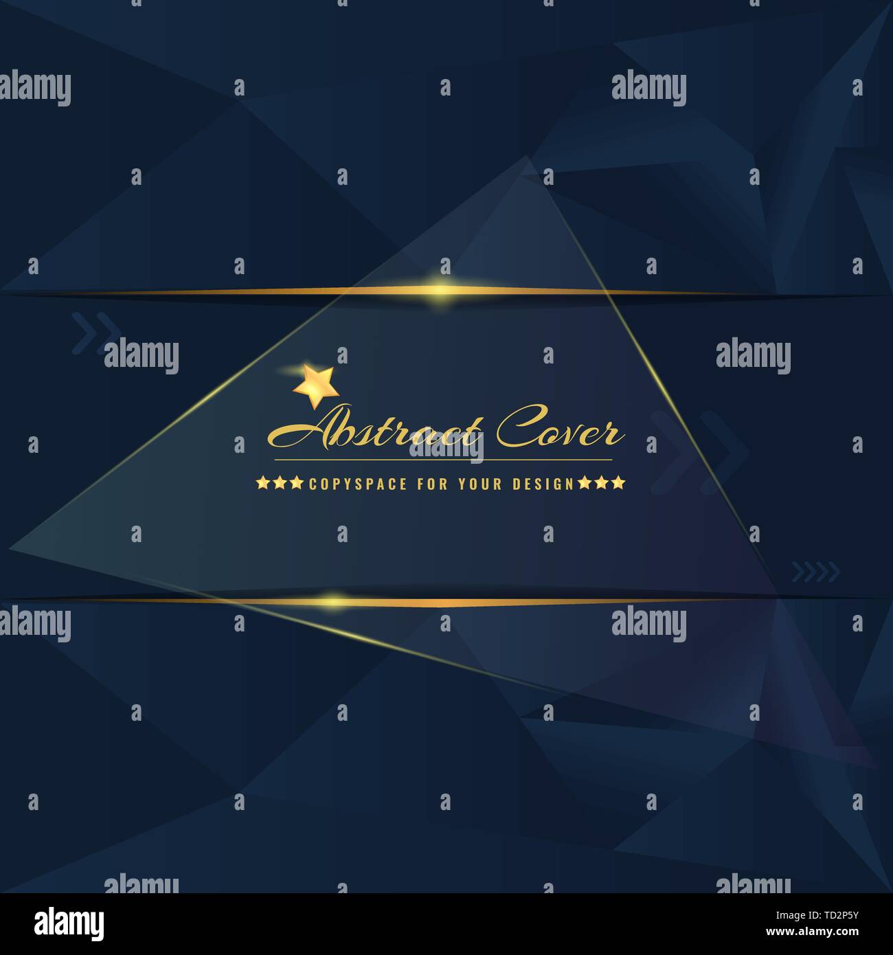 Abstract and solid dark cover design template with glowing golden ...