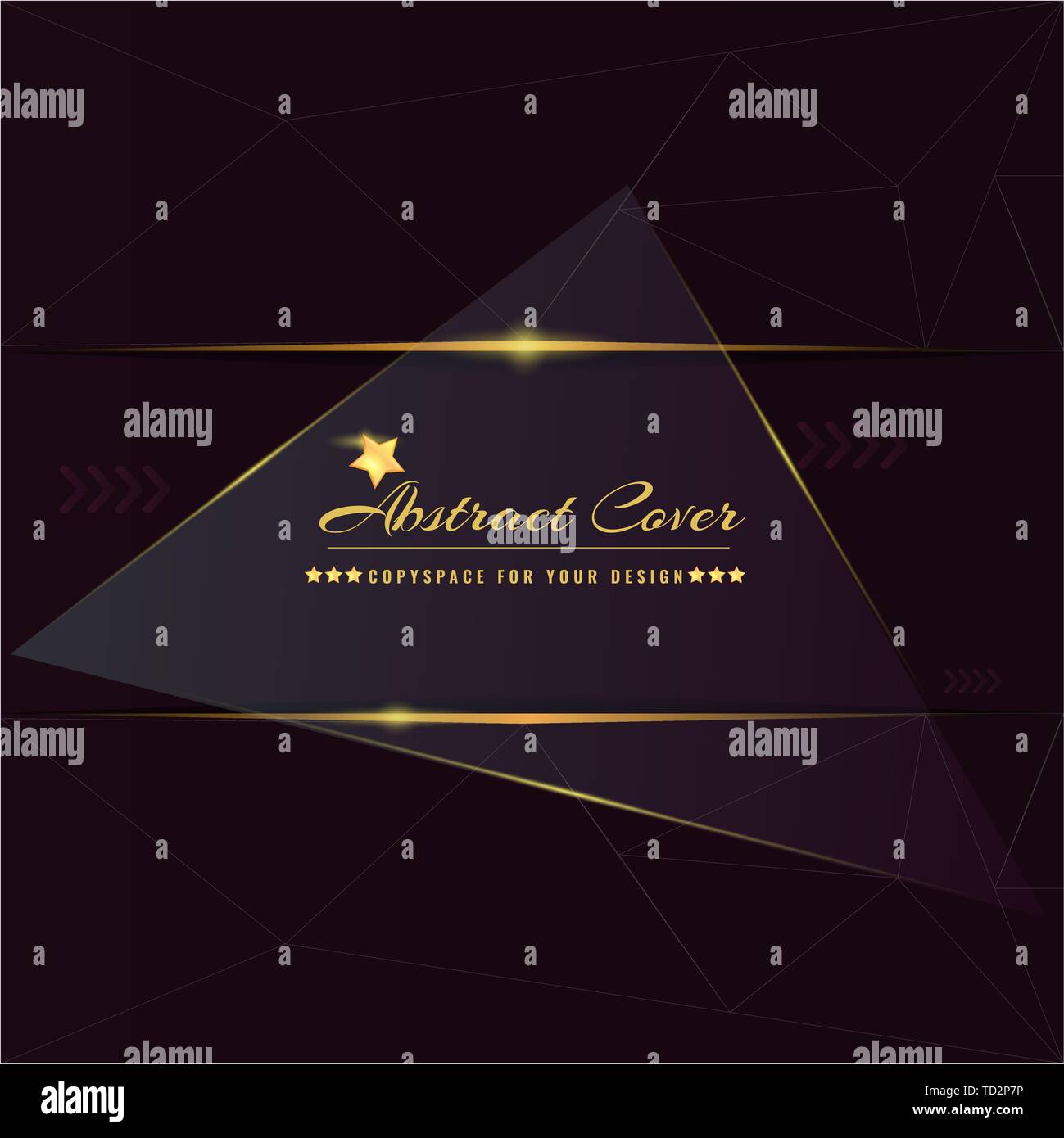Abstract and solid dark cover design template with glowing golden ...