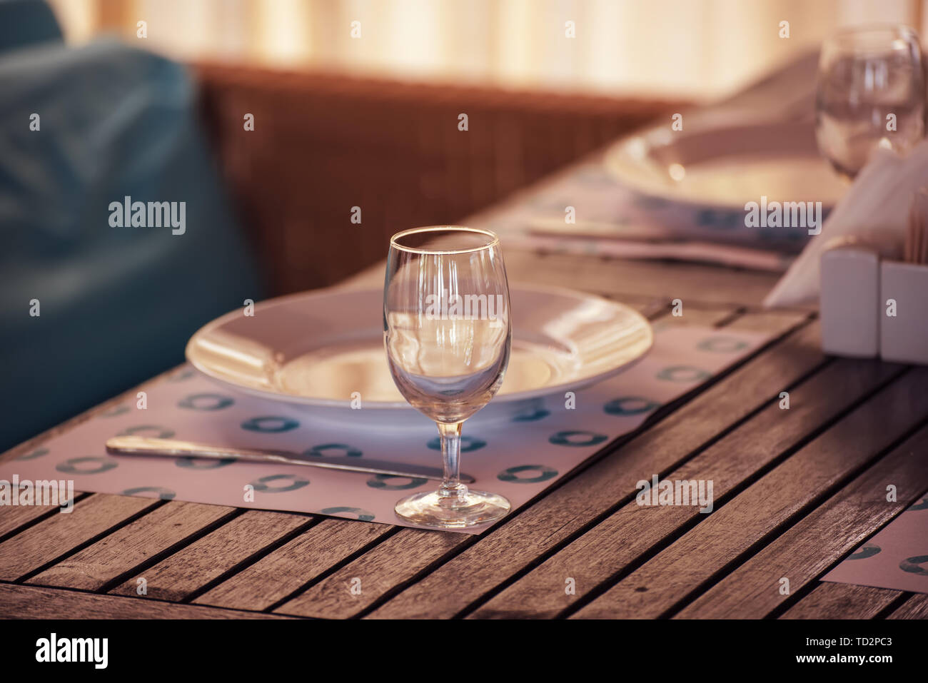 Table set in restaurant Stock Photo - Alamy