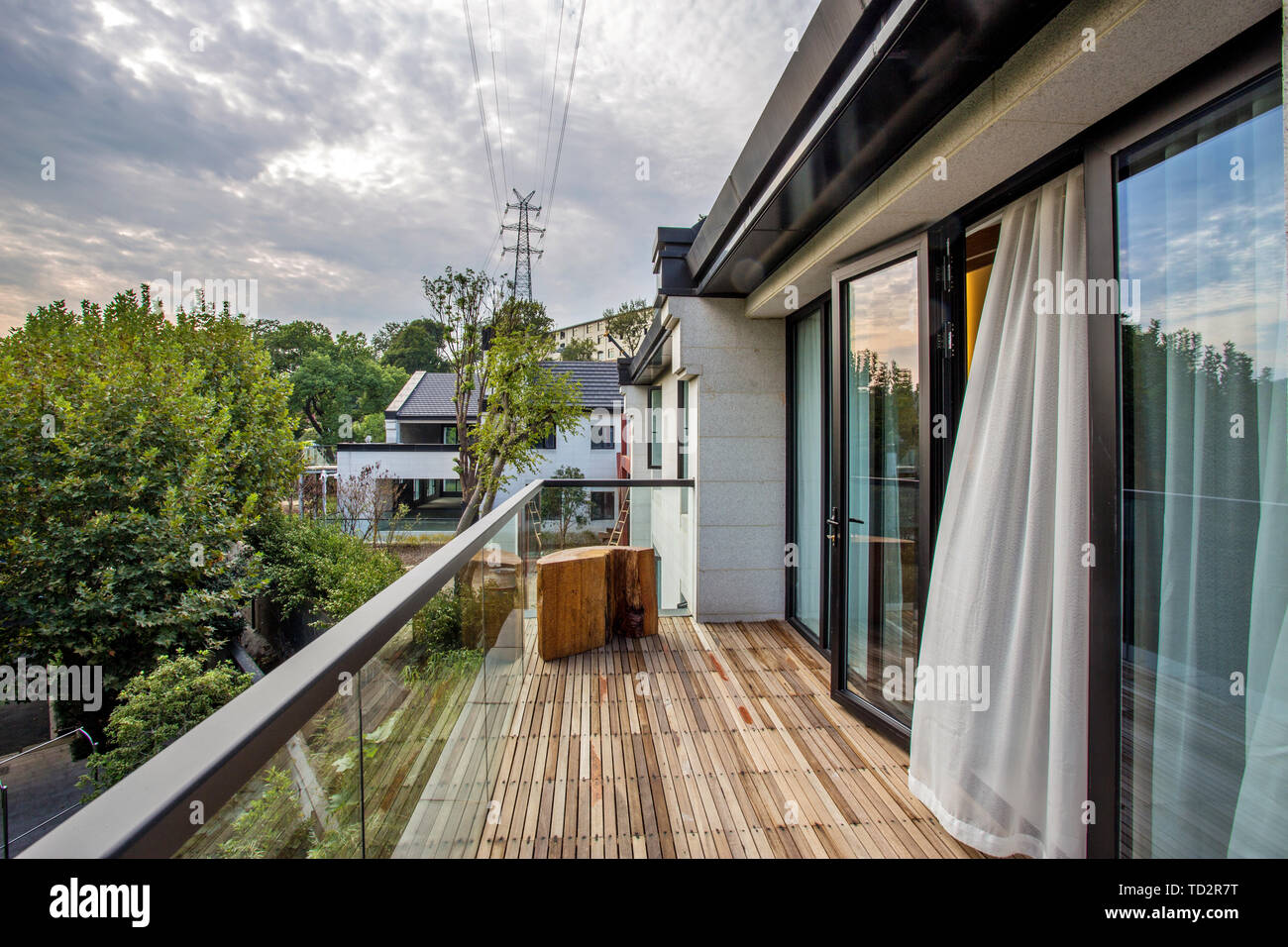 veranda of modern building Stock Photo - Alamy