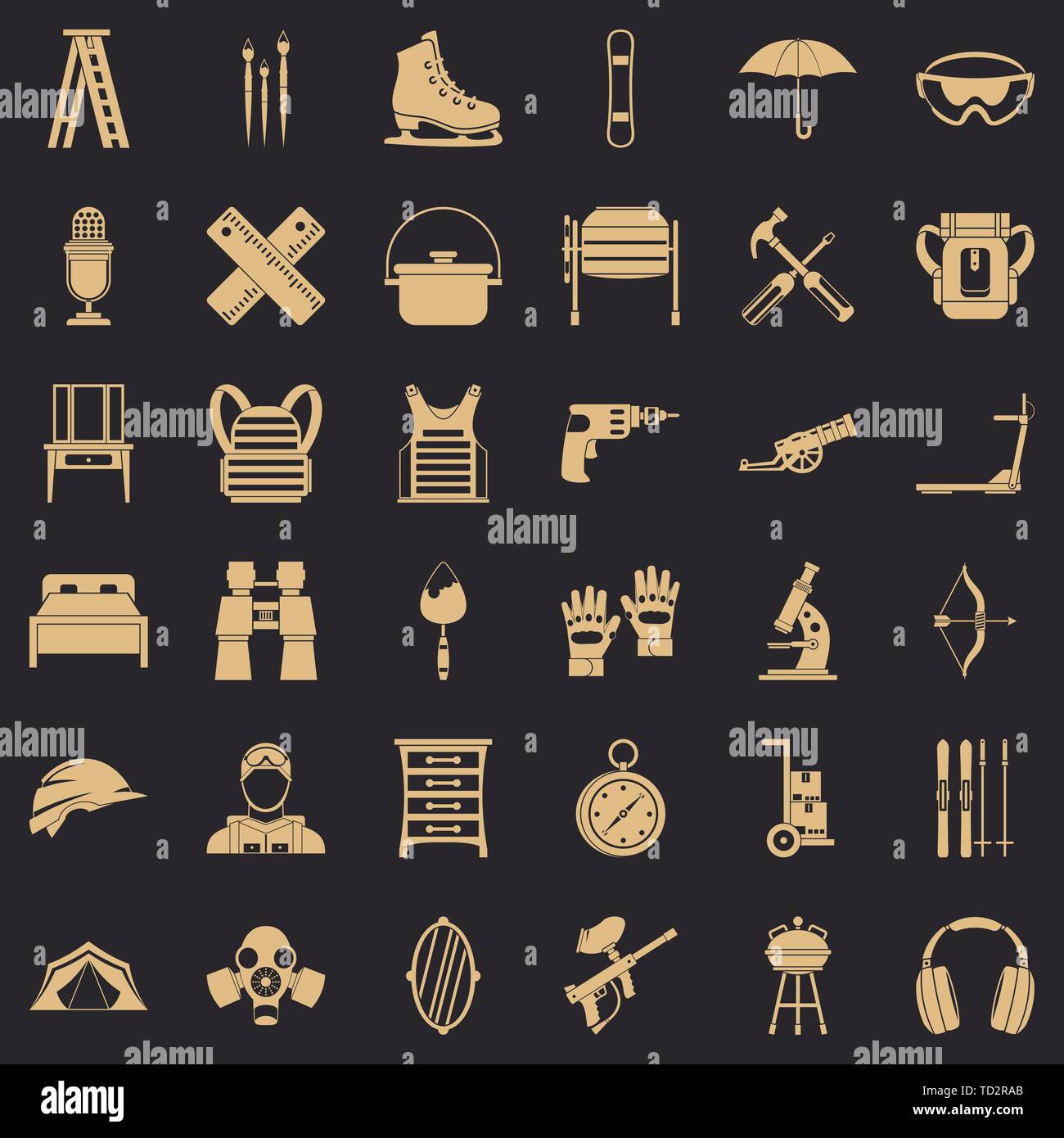 Auxiliary equipment icons set, simple style Stock Vector Image & Art ...