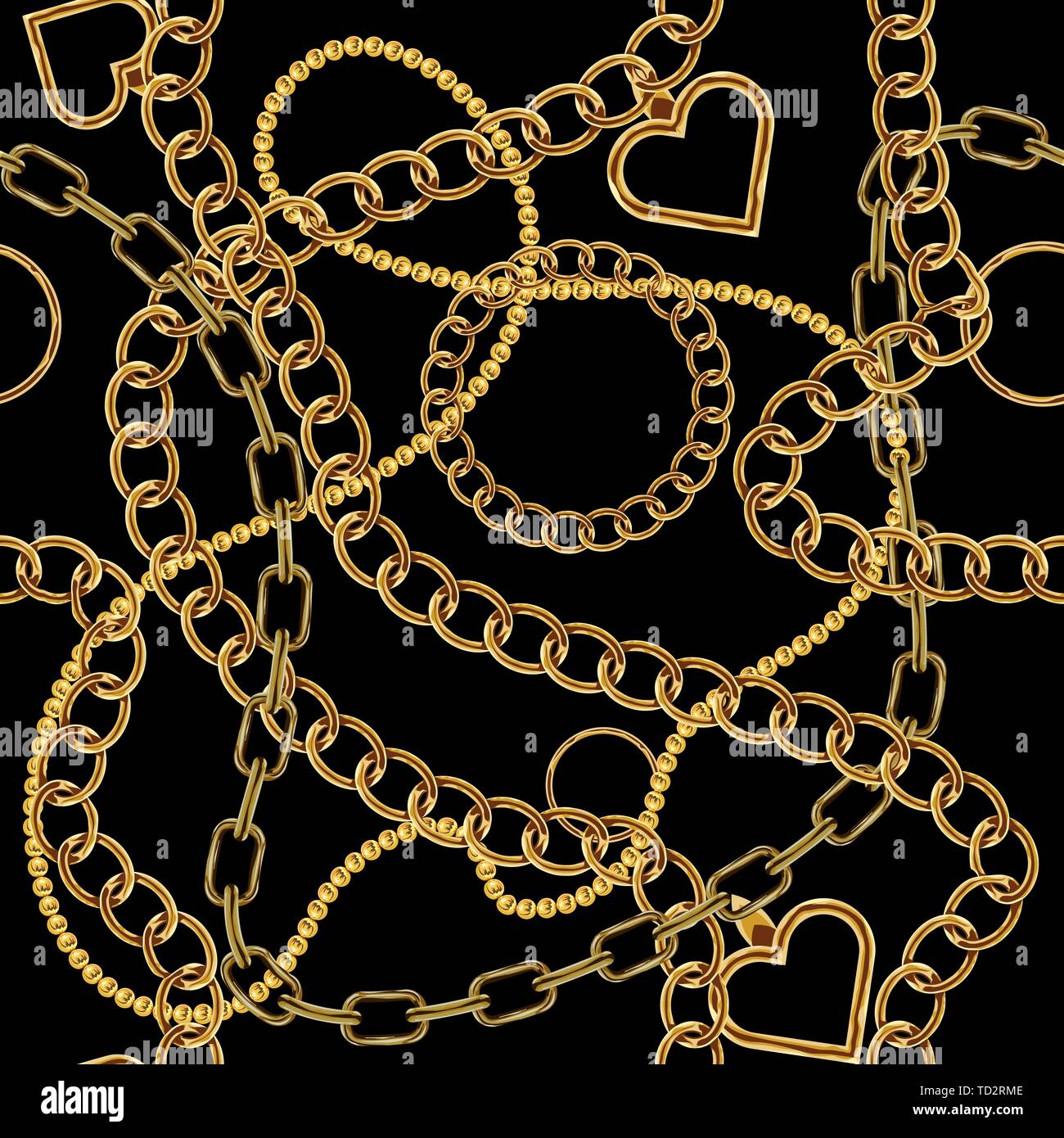 Cute gold chain texture seamless. Flat and solid color vector ...