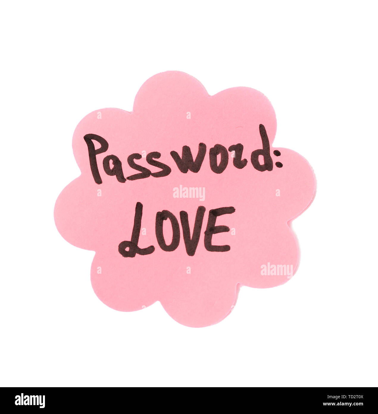 Sticker-reminder with most popular password, isolated on white Stock ...
