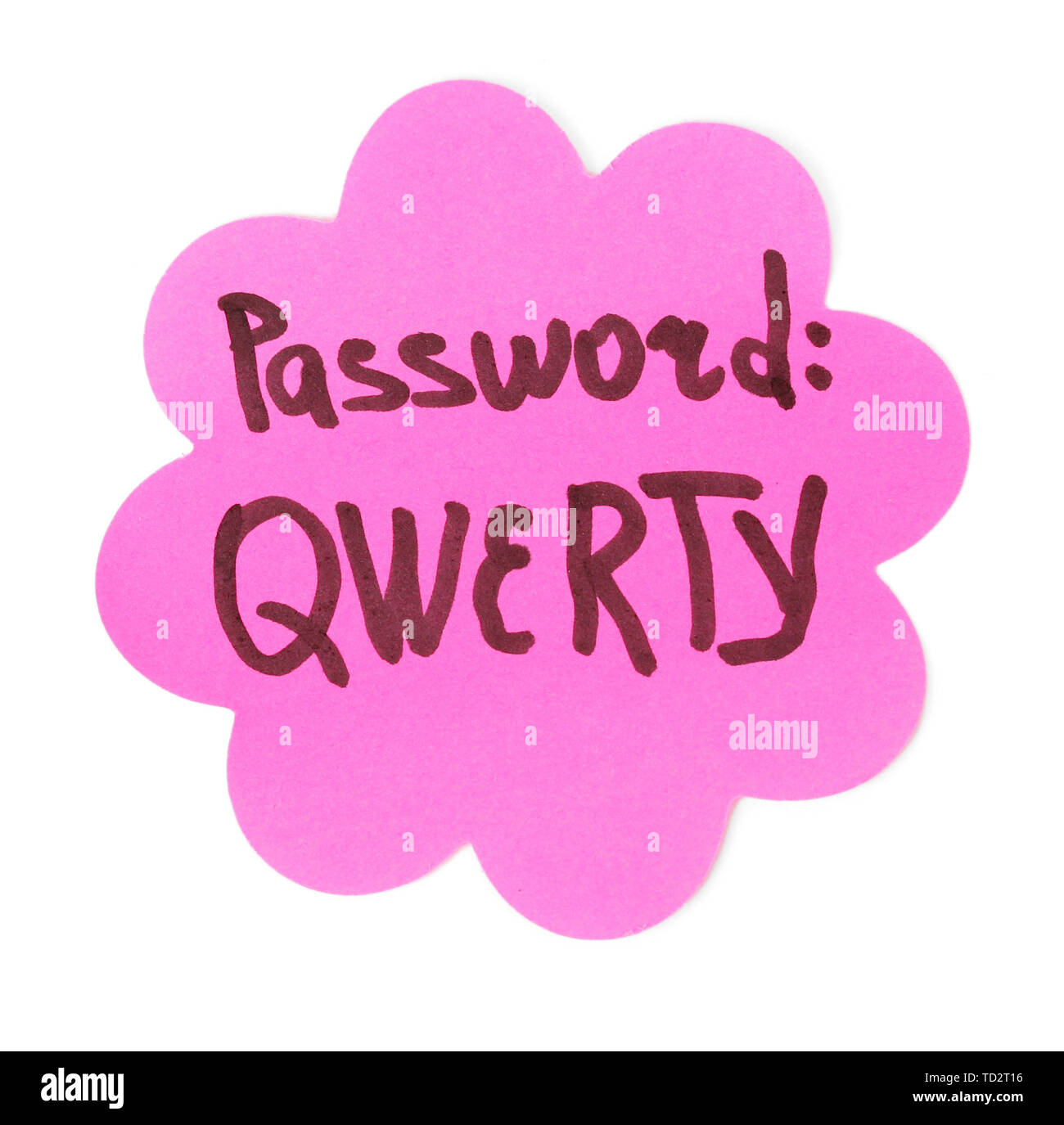 Sticker-reminder with most popular password, isolated on white Stock ...