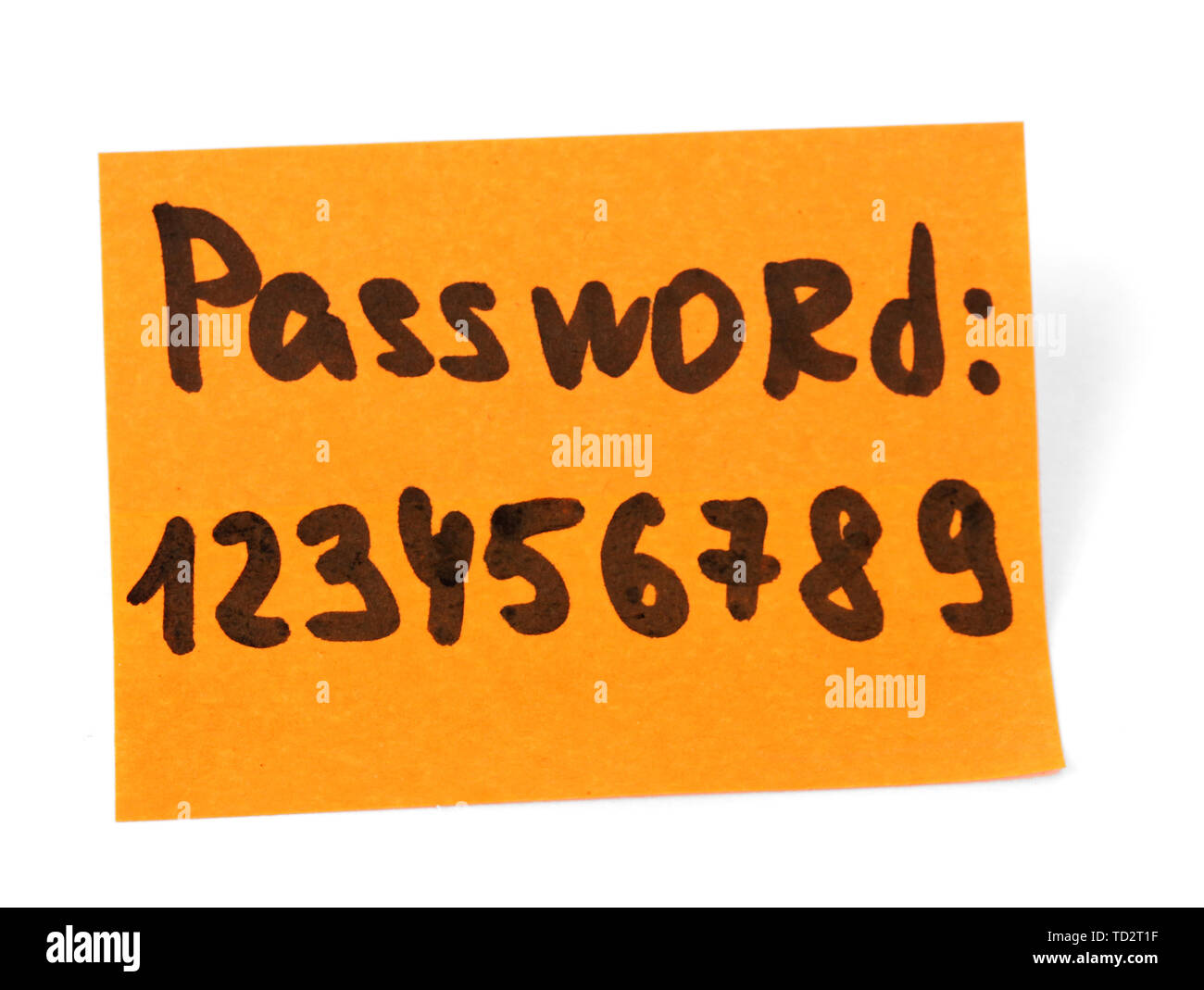 Sticker-reminder with most popular password, isolated on white Stock ...