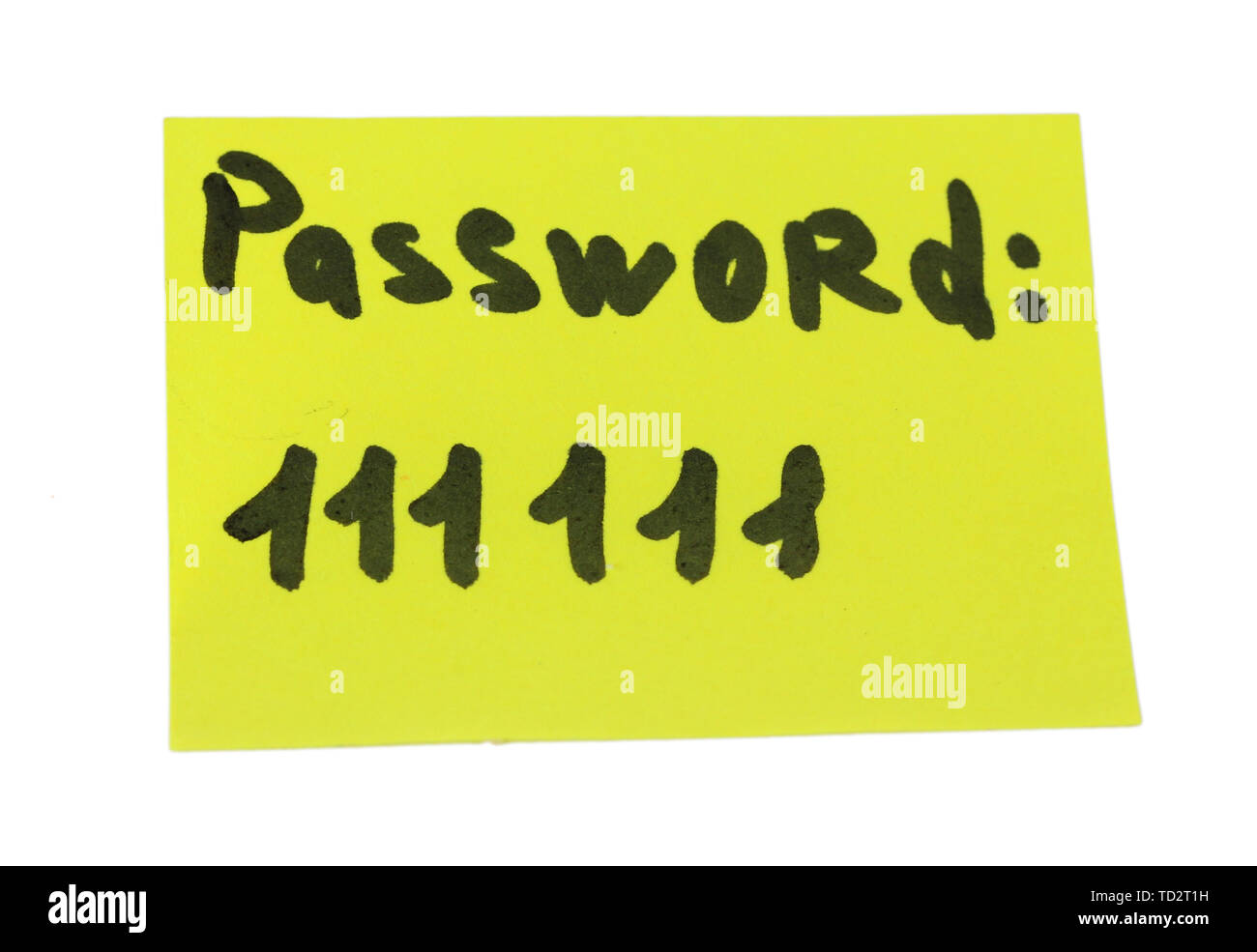 Sticker-reminder with most popular password, isolated on white Stock ...