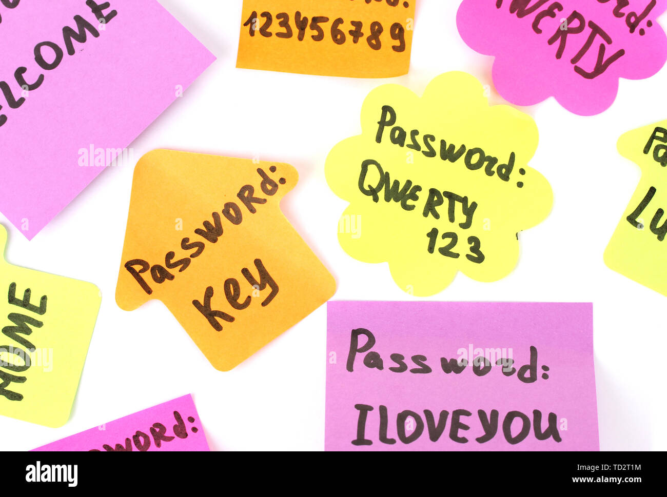 Password's reminders isolated on white Stock Photo - Alamy
