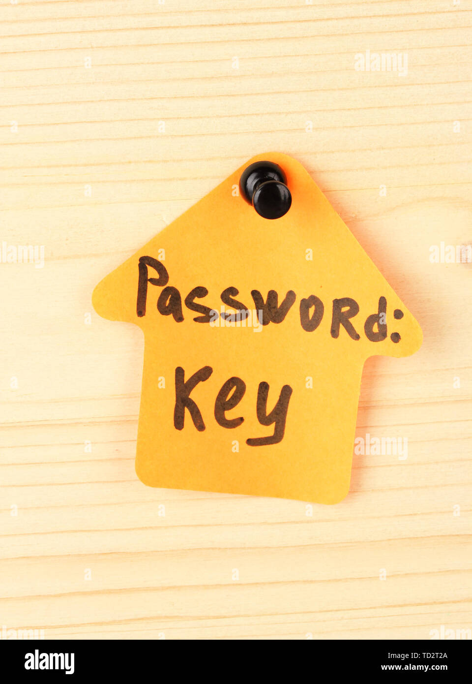 Sticker-reminder with most popular password, on wooden background Stock ...