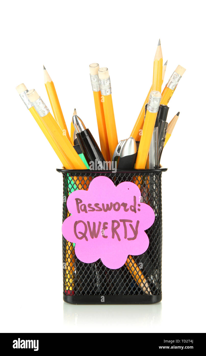 Password's reminder and office supplies, isolated on white Stock Photo ...
