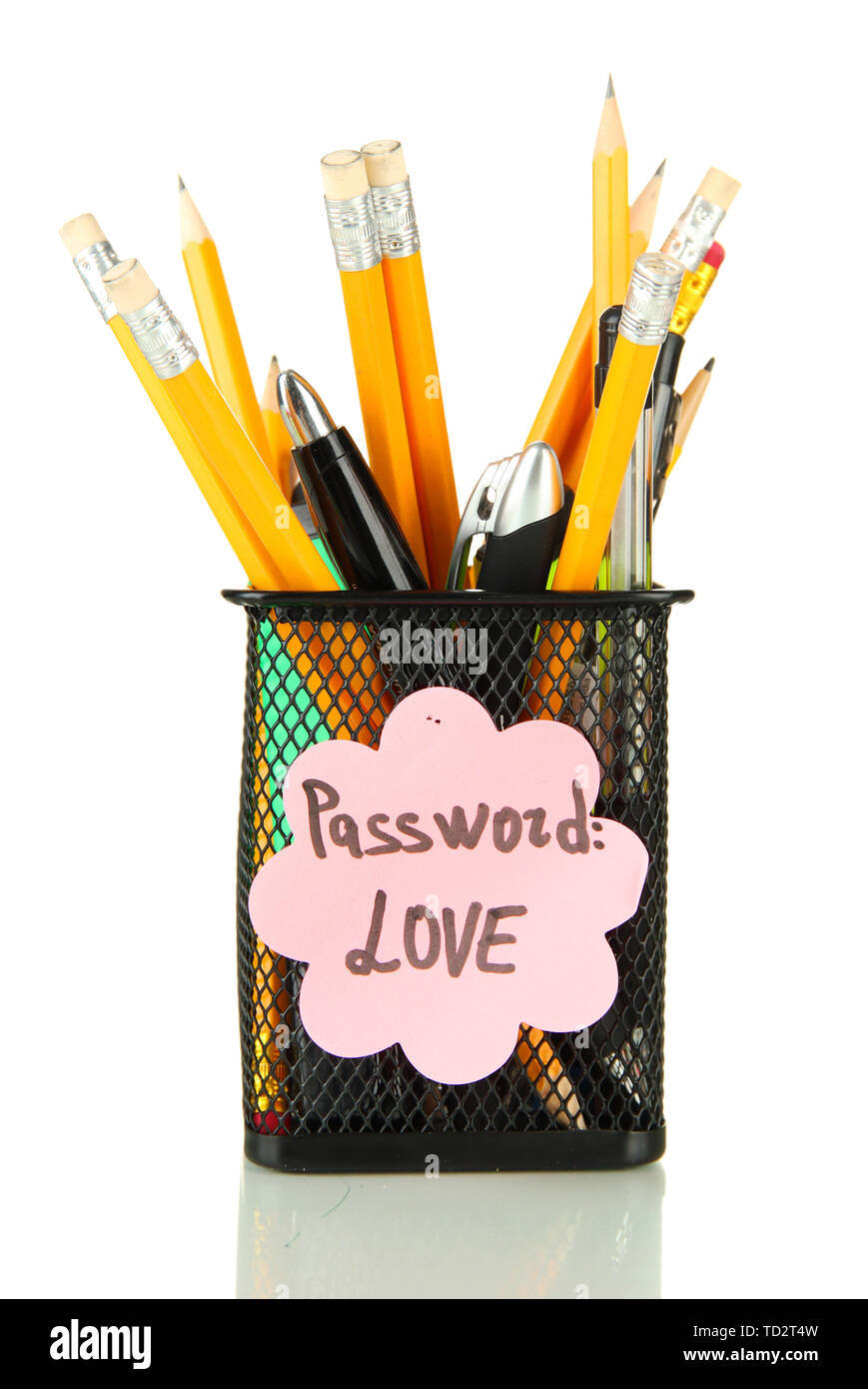 Password's reminder and office supplies, isolated on white Stock Photo ...