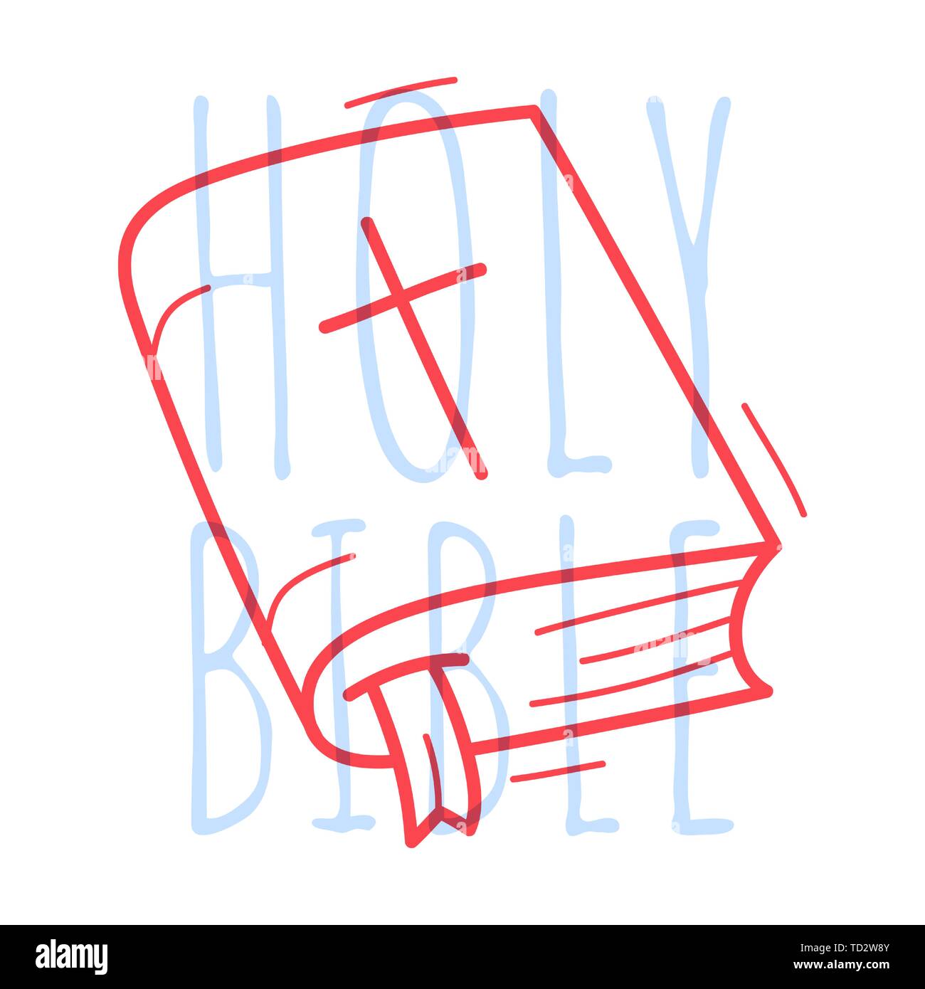 Doodle holy bible. Religion Christian poster hand drawn icon with text ...