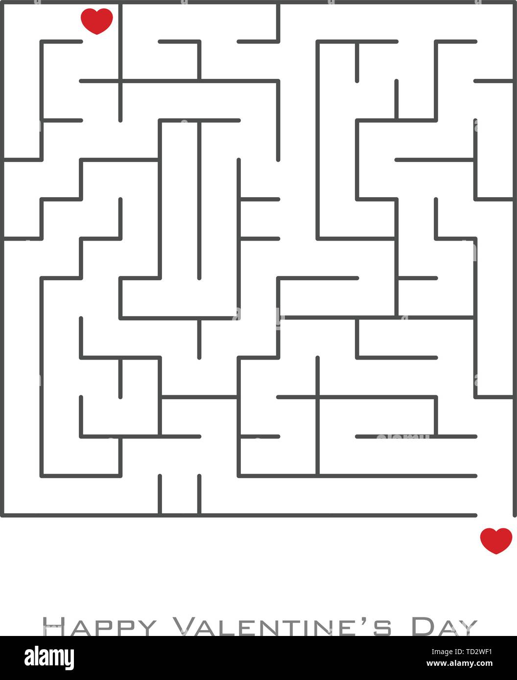 Valentine's day background with heart shaped in maze and labyrinth ...