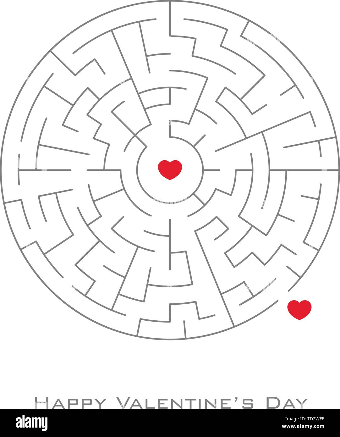 Valentine's day background with heart shaped in maze and labyrinth ...
