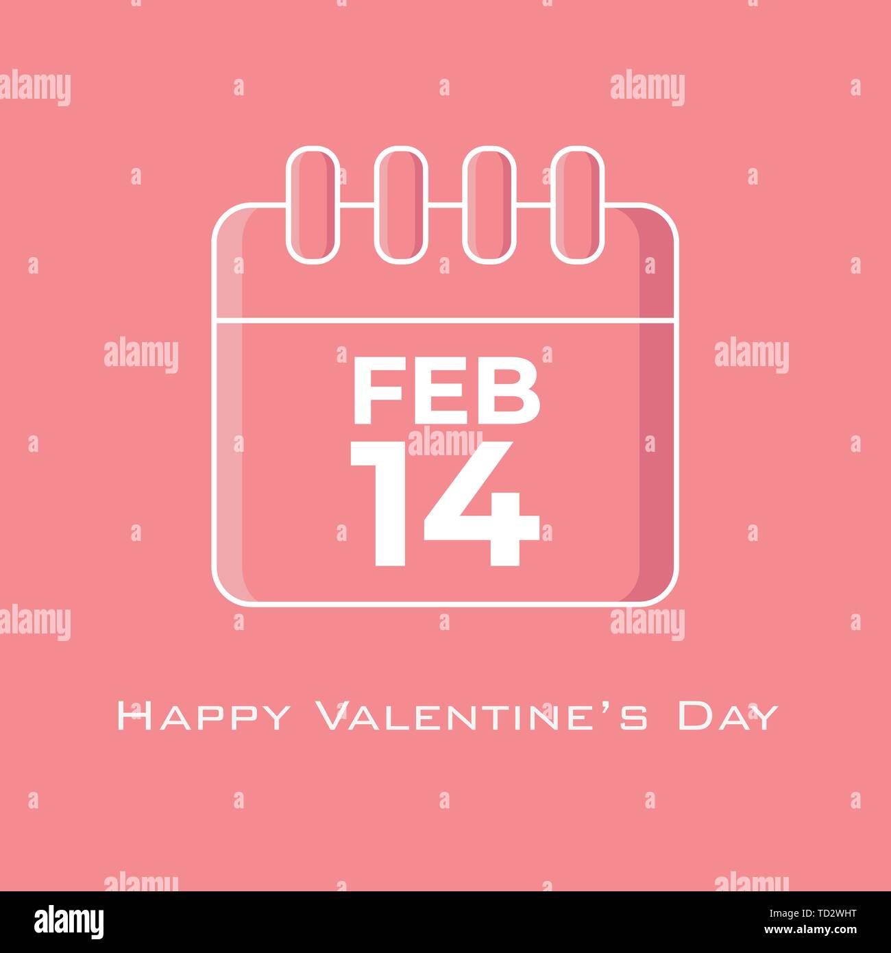 14 February calendar in Pink tone color in flat design style Stock ...