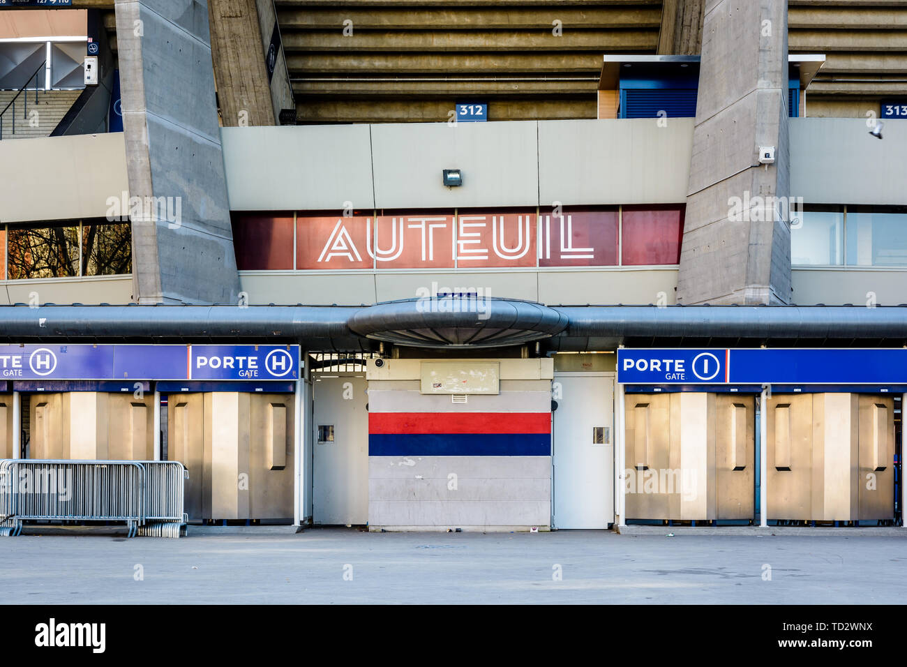 Close-up view of the Auteuil grandstand entrance of the Parc des ...