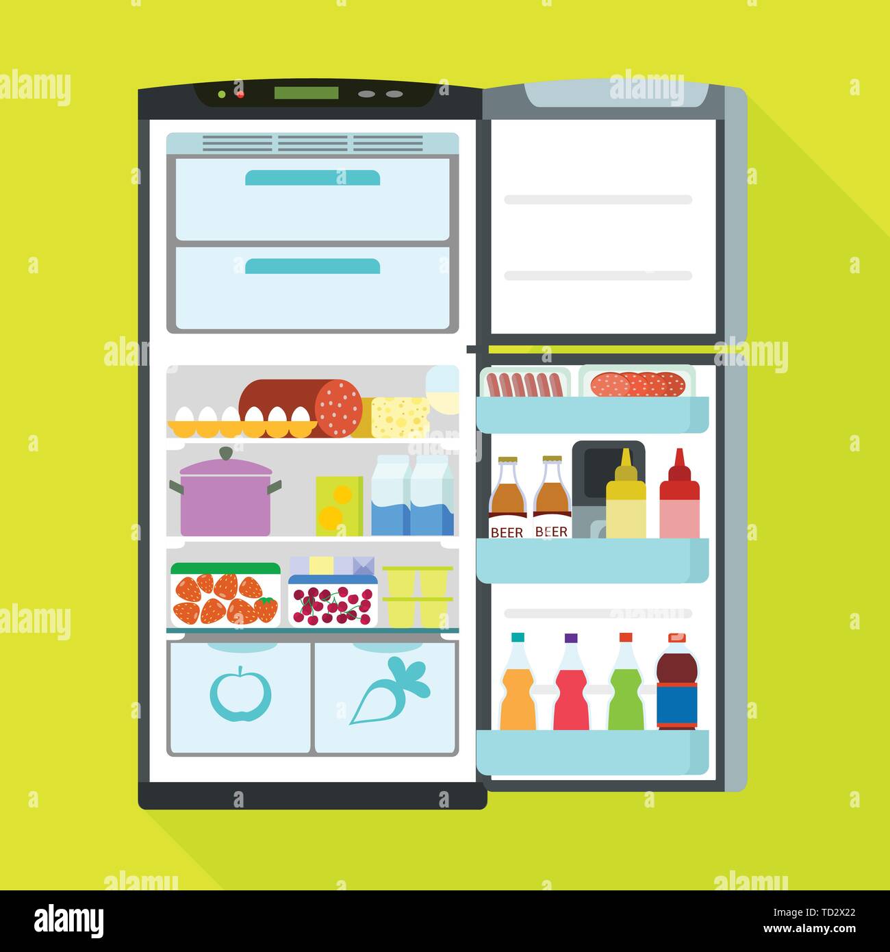 Open fridge icon. Flat illustration of open fridge vector icon for web ...