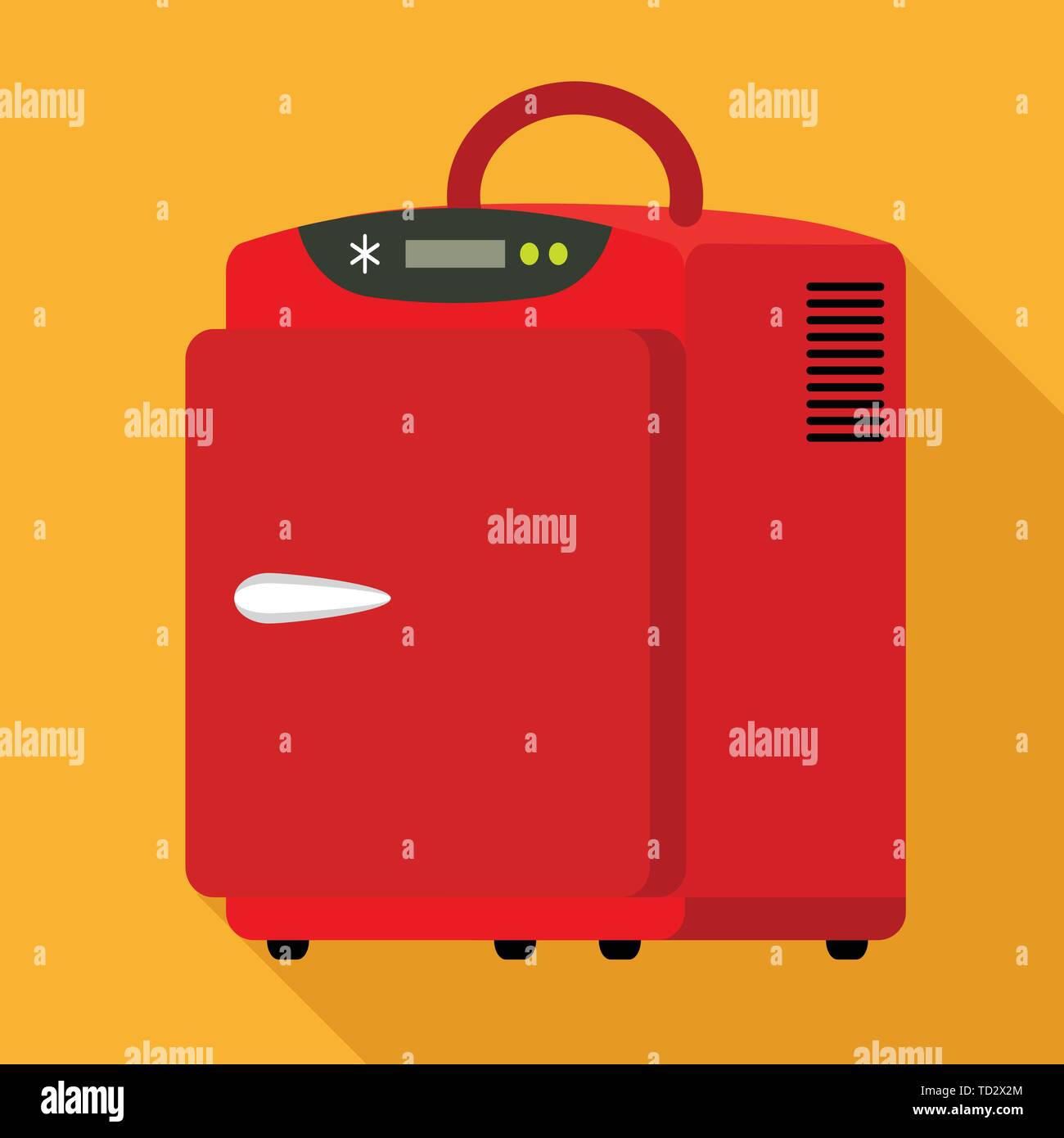 Portable electronic fridge icon. Flat illustration of portable ...