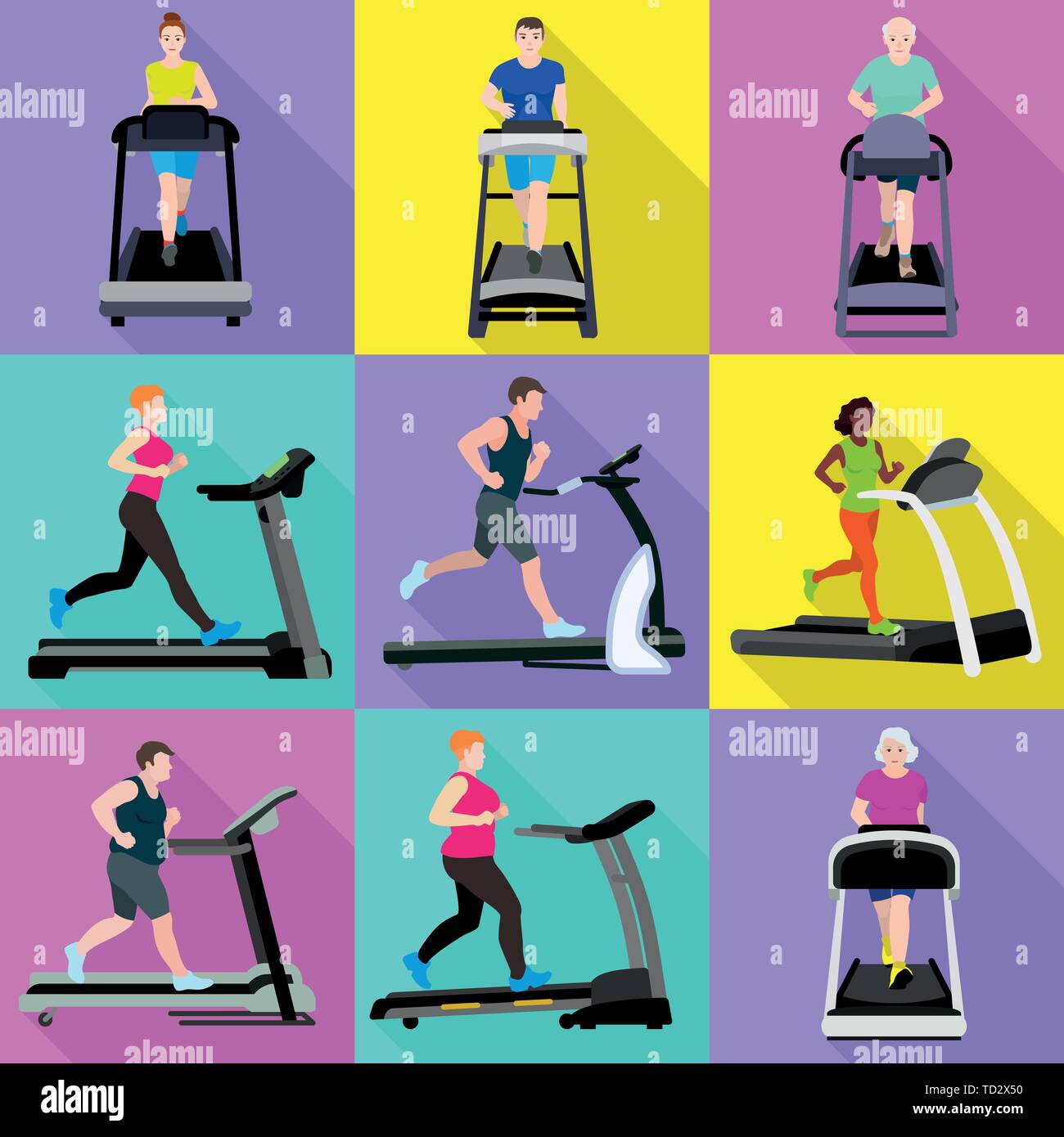 Treadmill icons set. Flat set of treadmill vector icons for web design ...