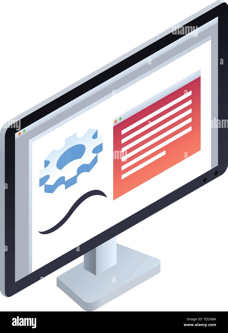 Computer monitor icon. Isometric of computer monitor vector icon for ...