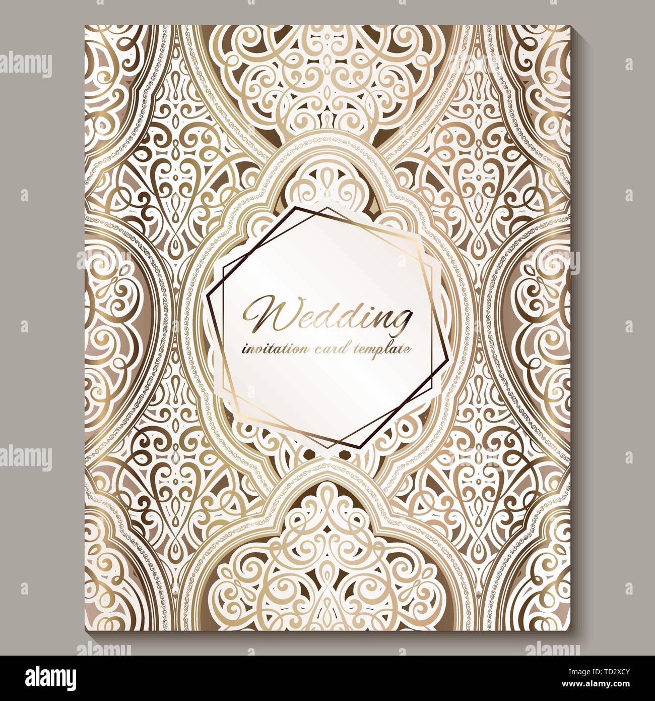 Wedding invitation card with gold shiny eastern and baroque rich ...
