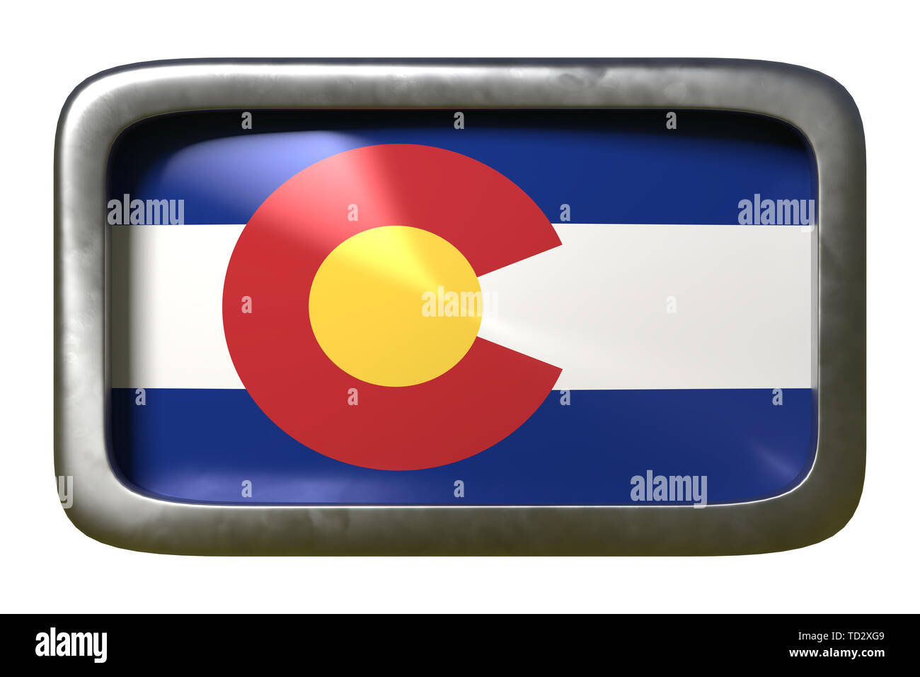 3d rendering of a Colorado State flag plate isolated on white ...