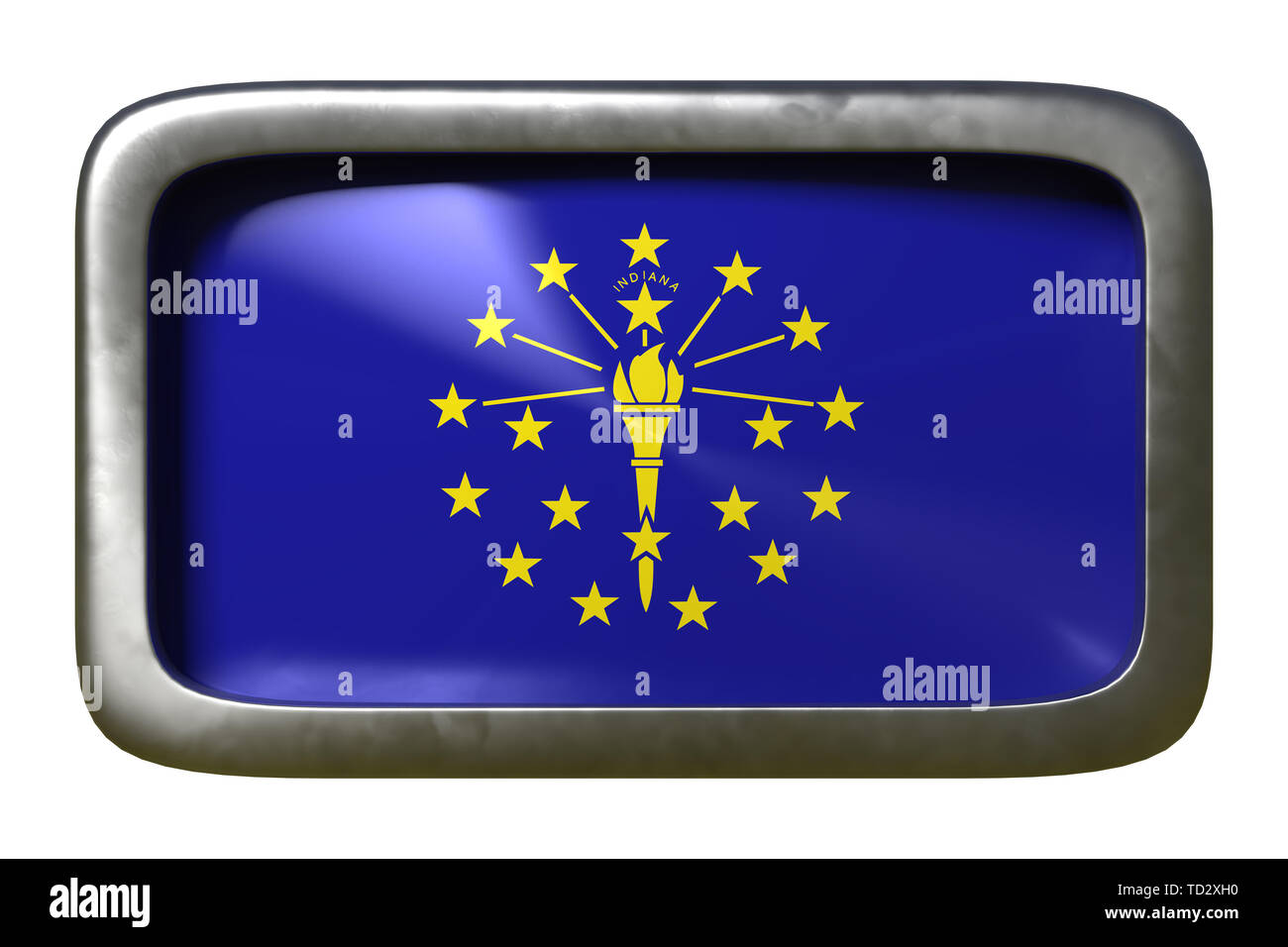 3d rendering of an Indiana State flag plate isolated on white ...