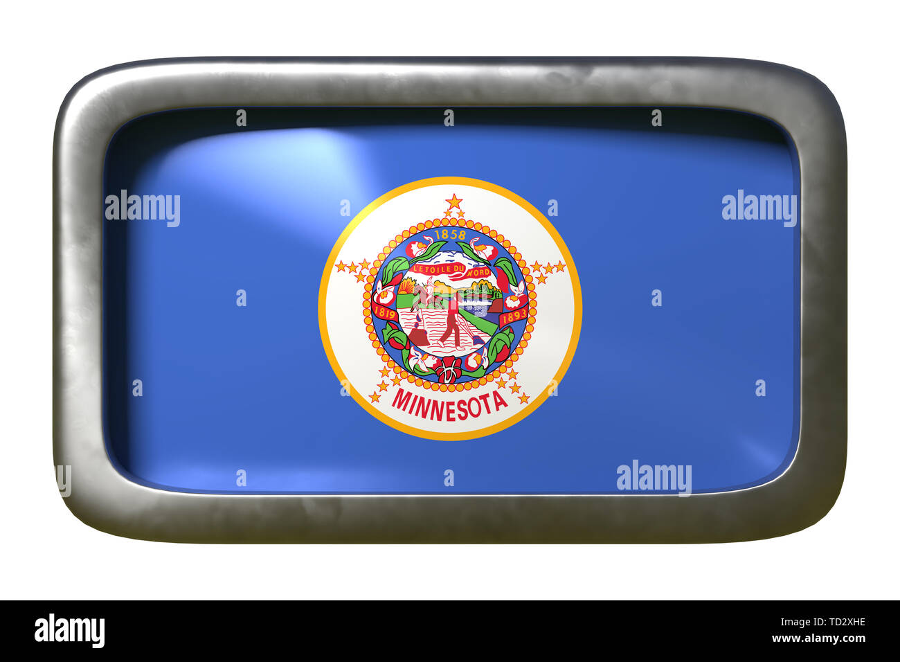 3d rendering of a Minnesota State flag plate isolated on white ...