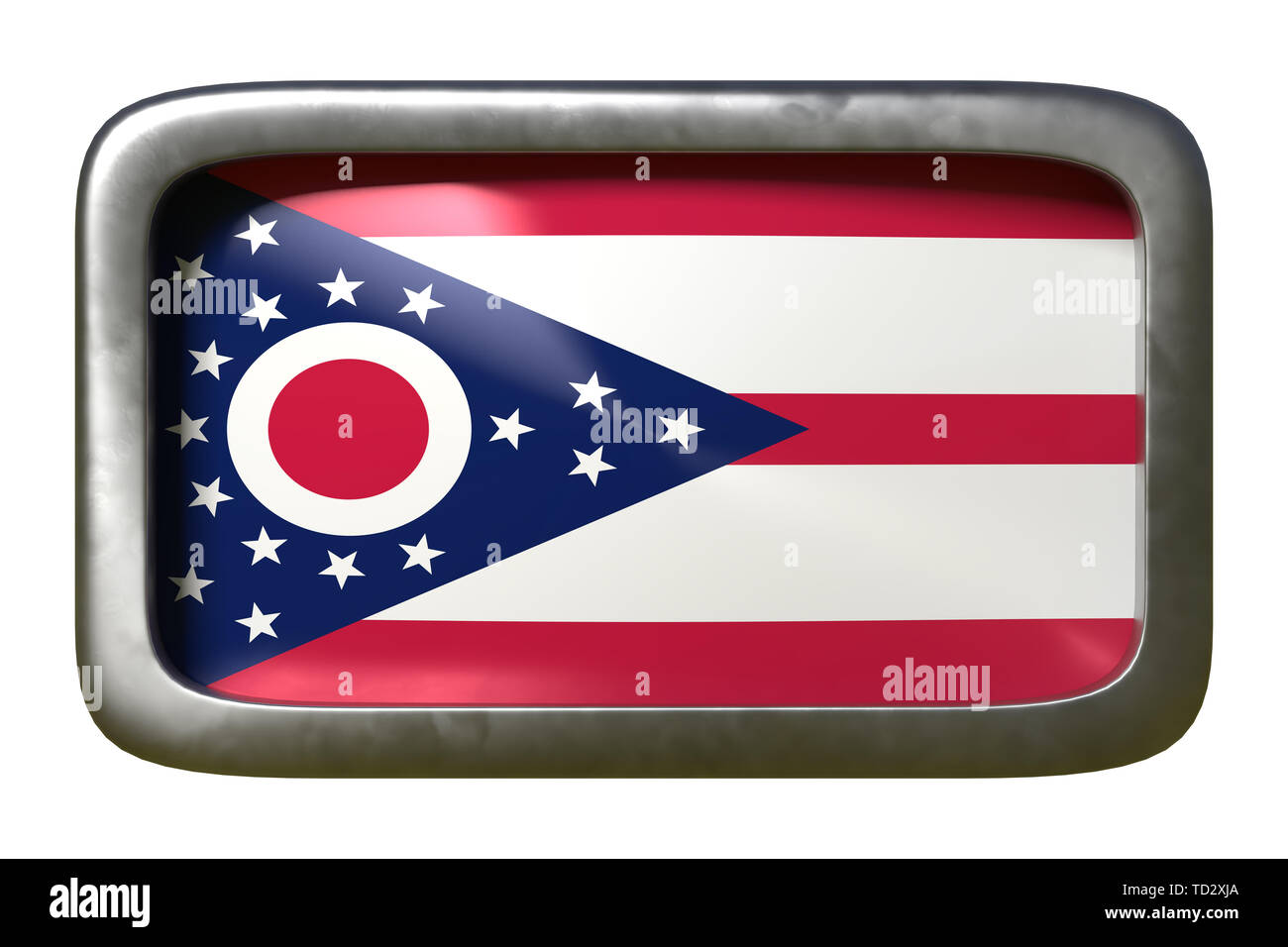 3d rendering of an Ohio State flag plate isolated on white background ...