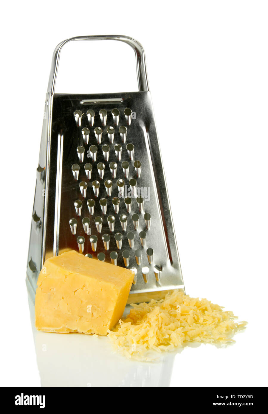 Metal grater and cheese, isolated on white Stock Photo - Alamy