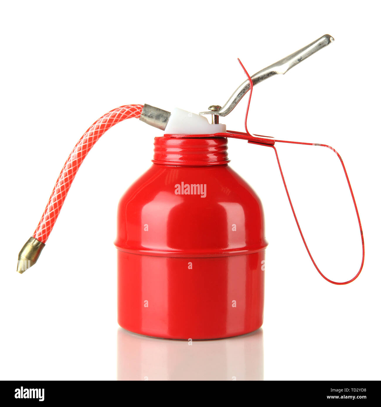 Red oil can, isolated on white Stock Photo - Alamy