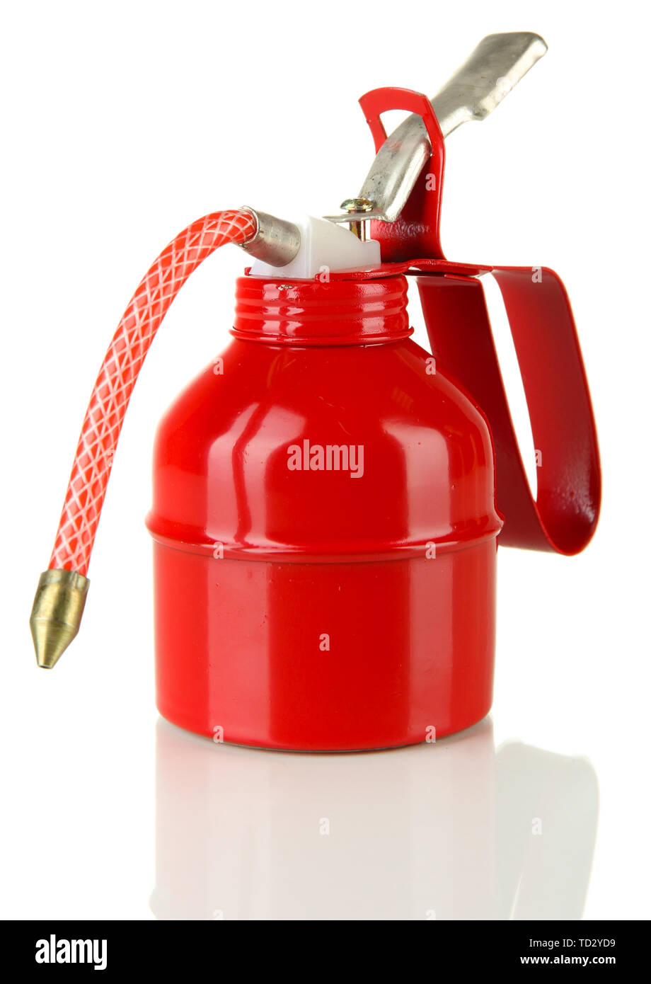 Red oil can, isolated on white Stock Photo - Alamy