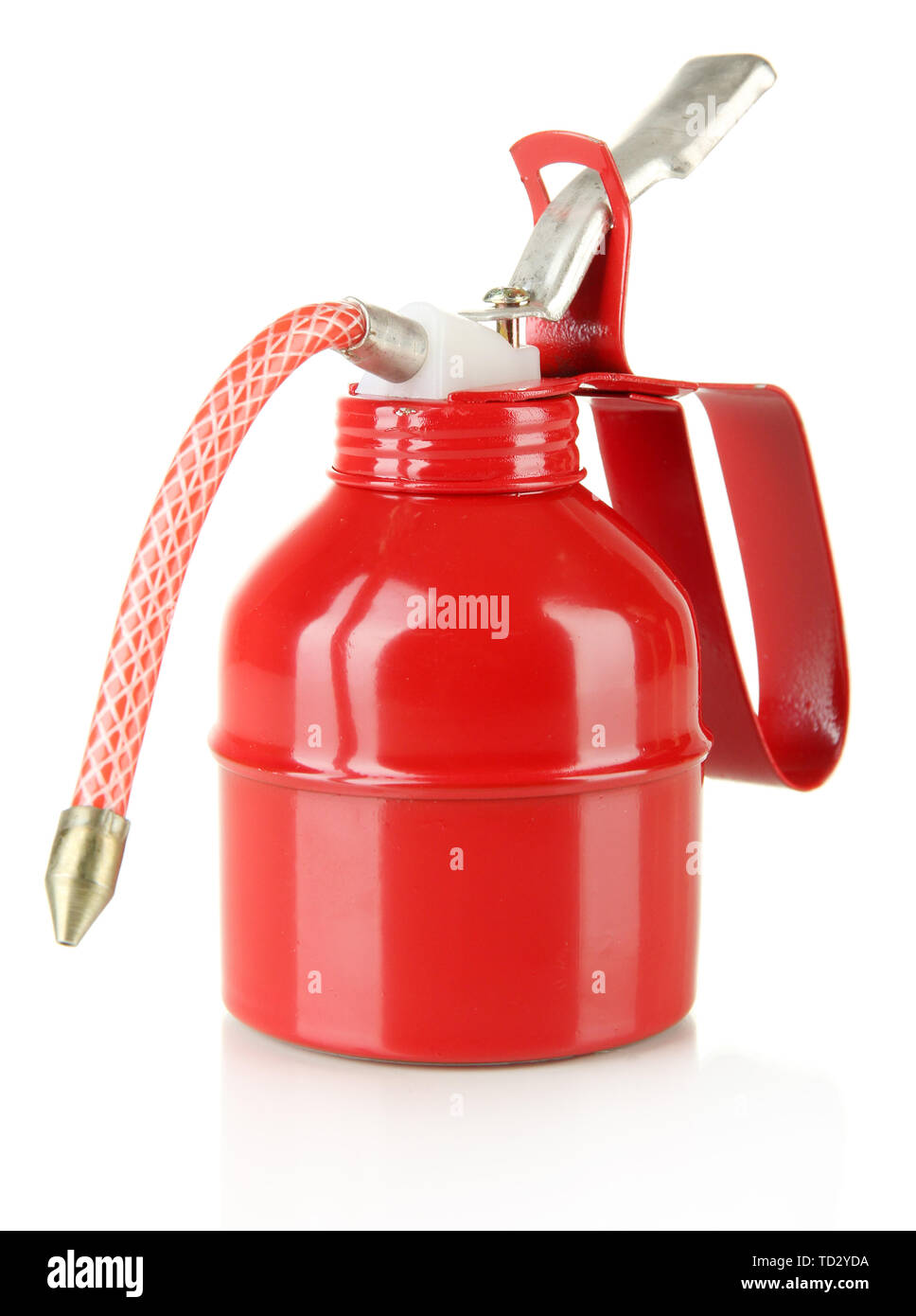 Red oil can, isolated on white Stock Photo - Alamy
