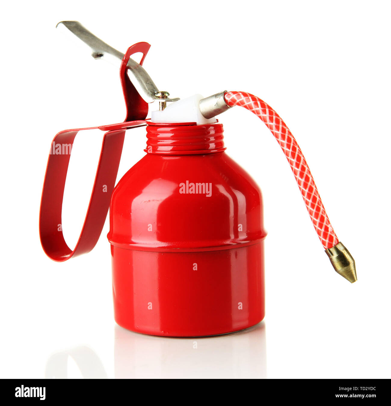 Red oil can, isolated on white Stock Photo - Alamy
