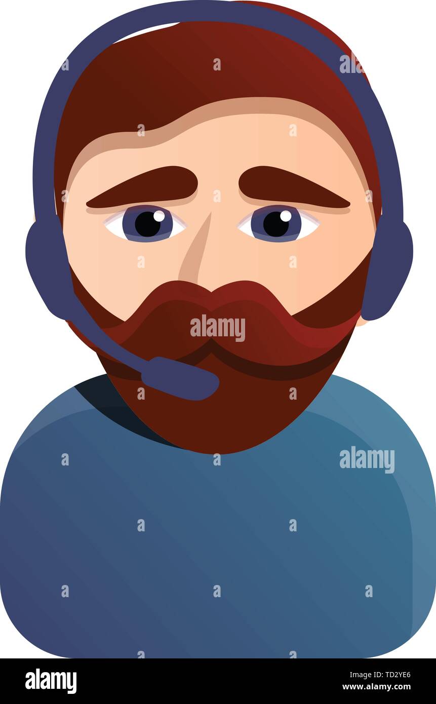 Hipster call center worker icon. Cartoon of hipster call center worker ...