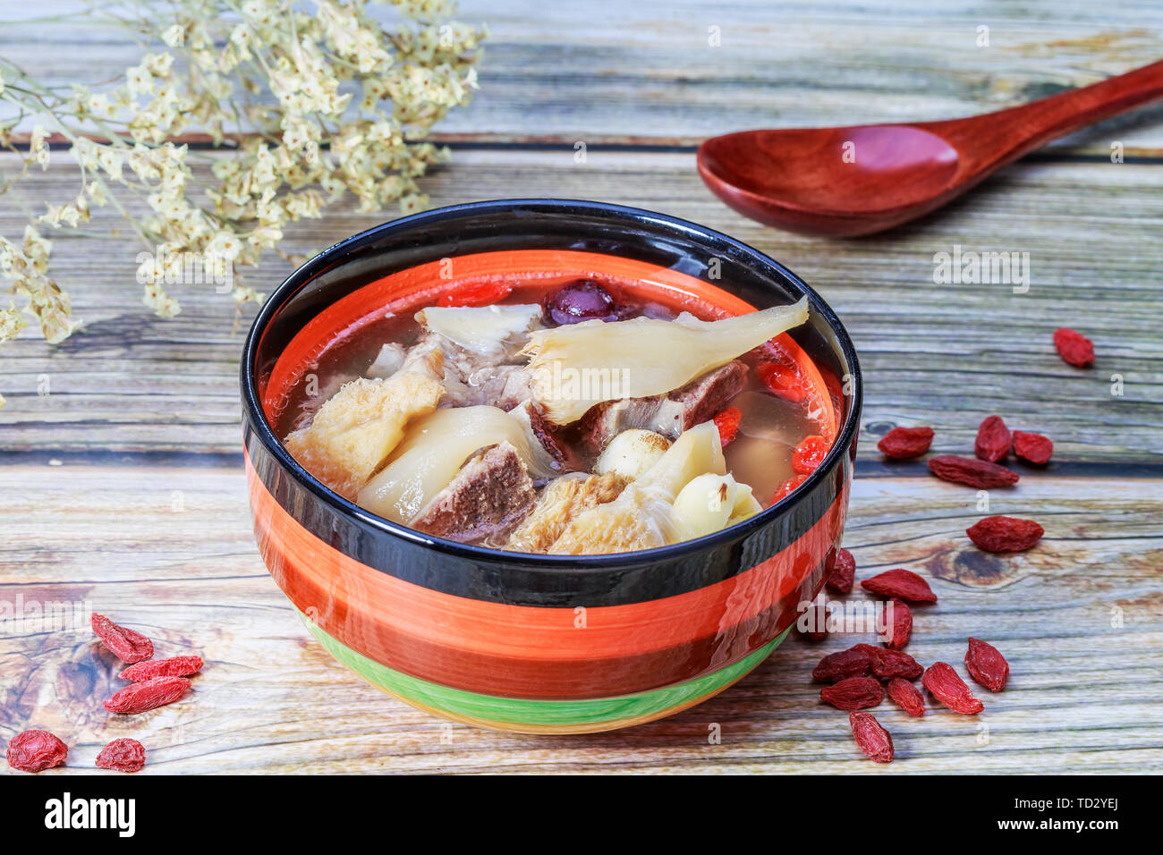 Monkey head mushroom rib soup Stock Photo - Alamy