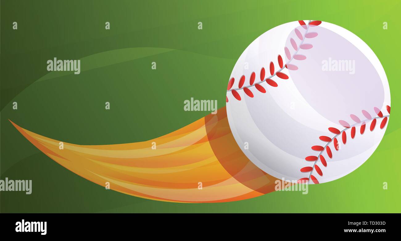 Baseball fireball concept banner. Cartoon illustration of baseball ...