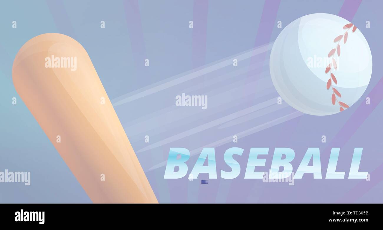 Baseball bat and ball concept banner. Cartoon illustration of baseball ...