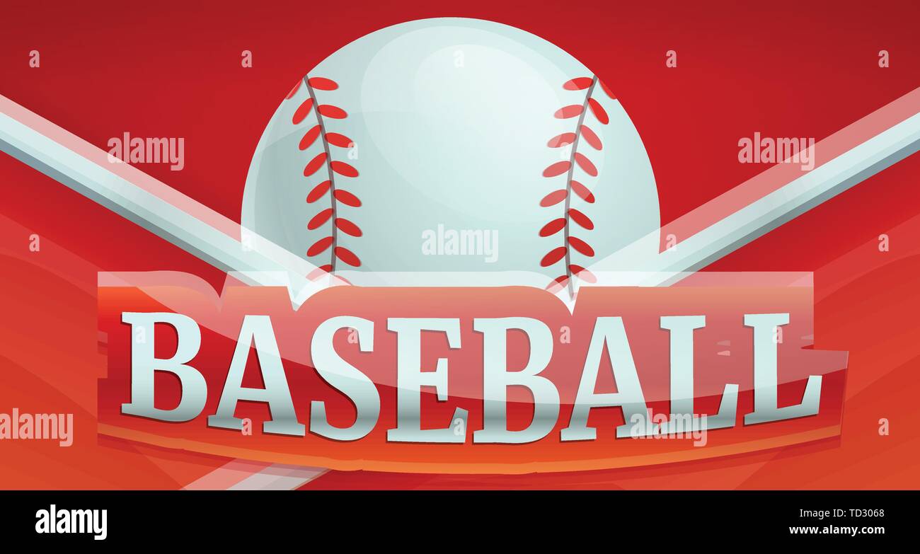 Baseball fire sport concept banner. Cartoon illustration of baseball ...