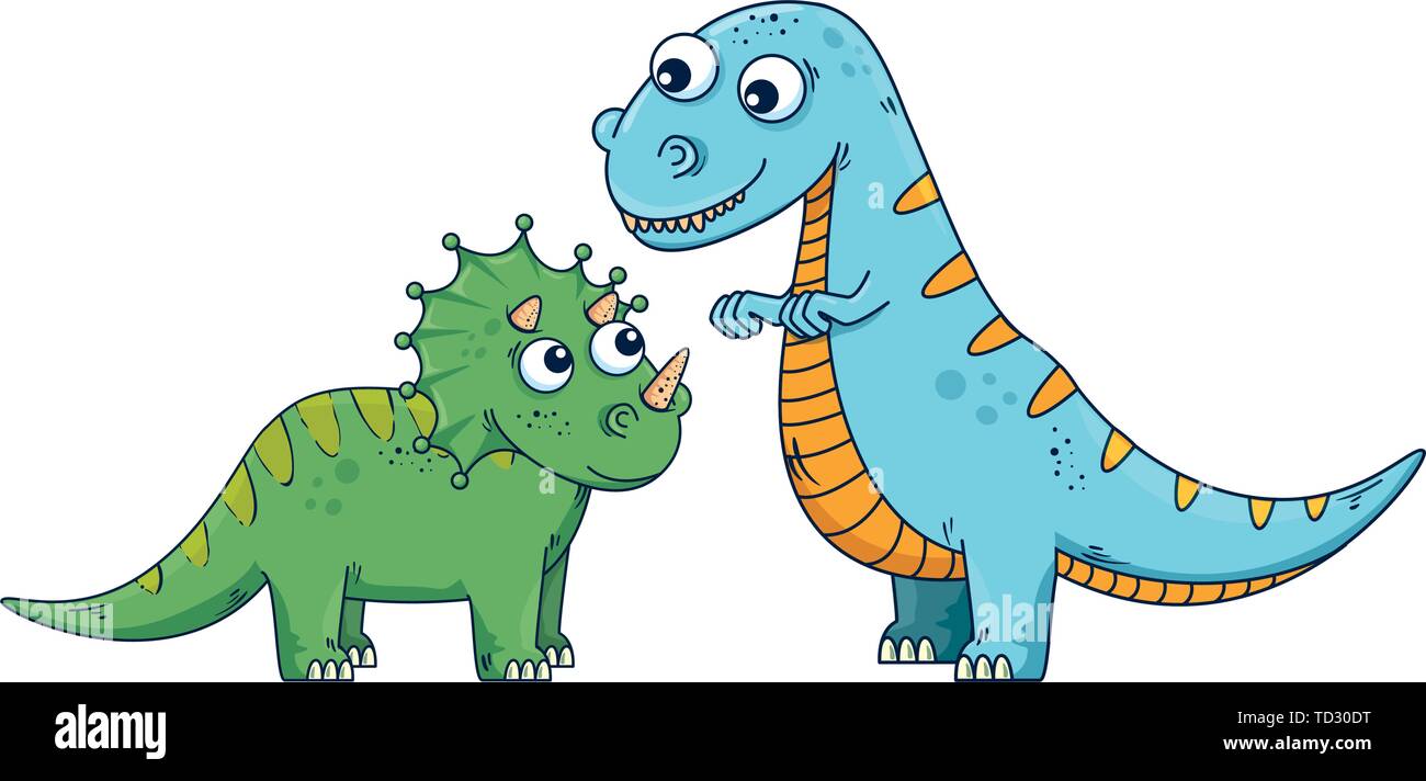 cute triceratops and tyrannosaurus rex characters Stock Vector Image ...
