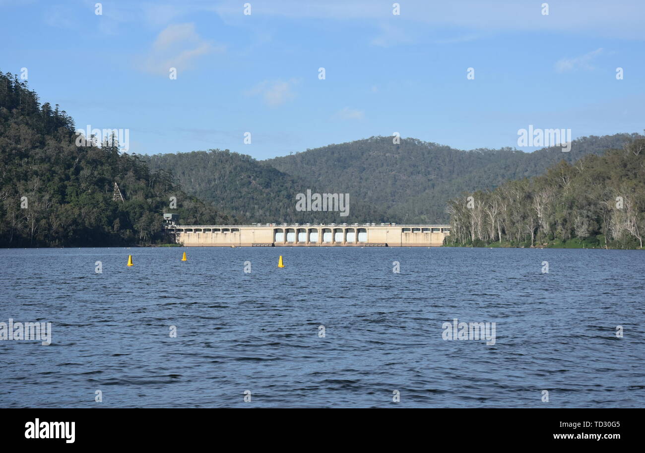The Somerset Dam is a mass concrete gravity dam with a gated spillway ...
