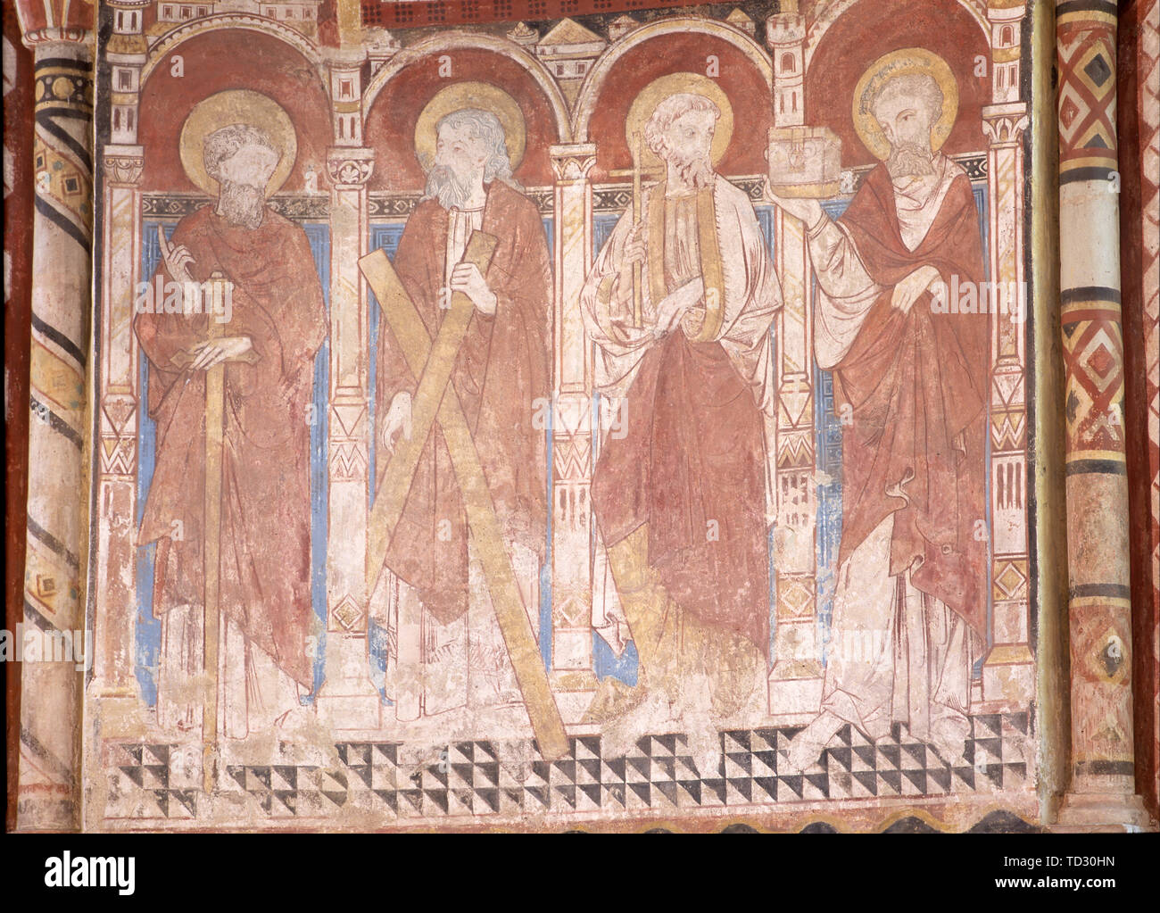 Wall paintings of St Michael and All Angels church, Copford, Essex, UK ...